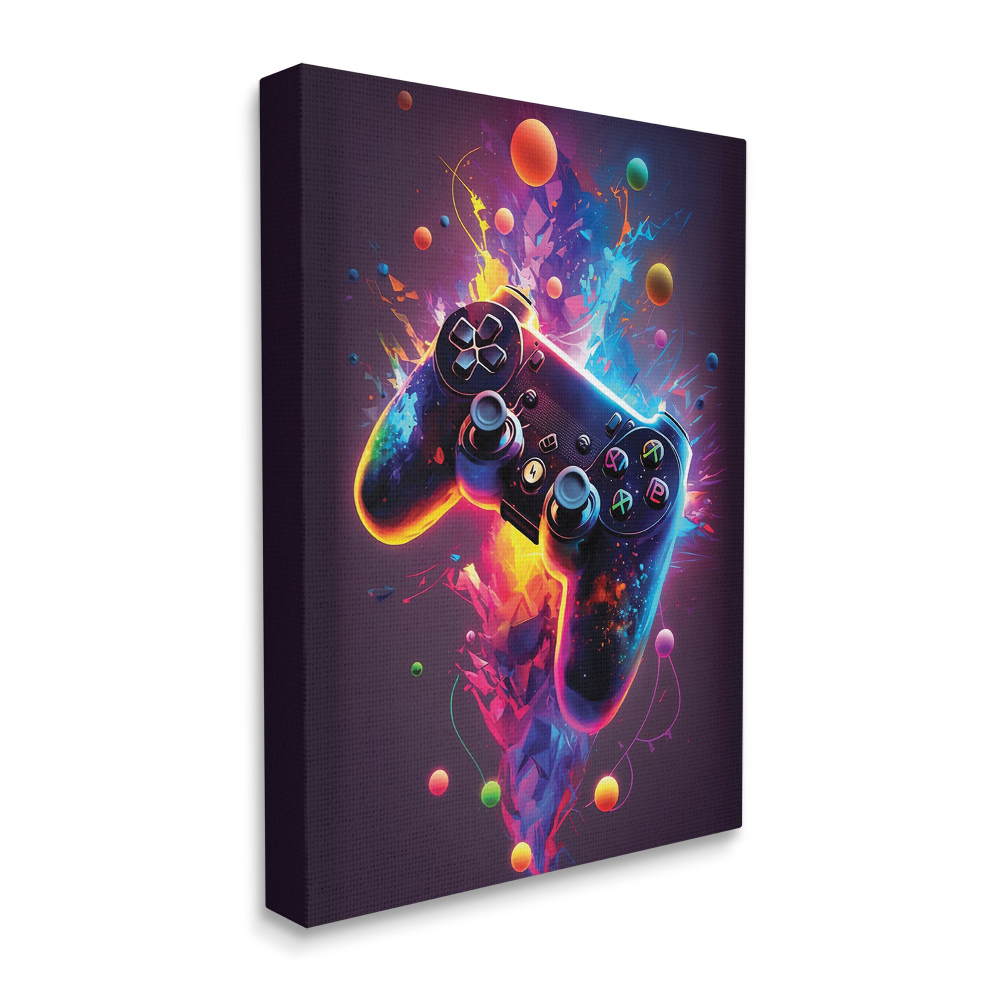 Stupell Industries Au-622-Canvas Bold Prismatic Gaming Controller On ...