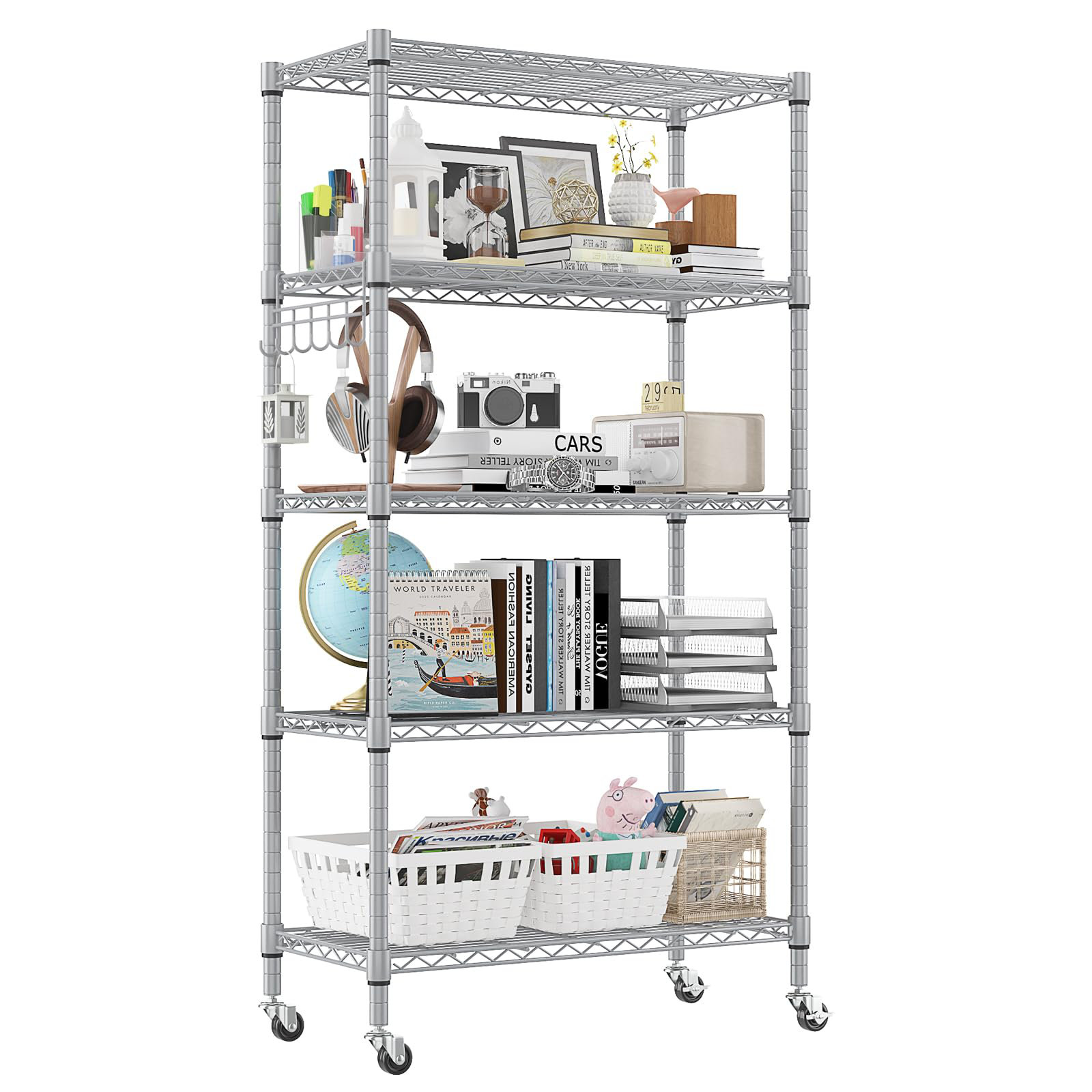 Rebrilliant Lylla Height -Adjustable Shelving Unit with Wheels ...