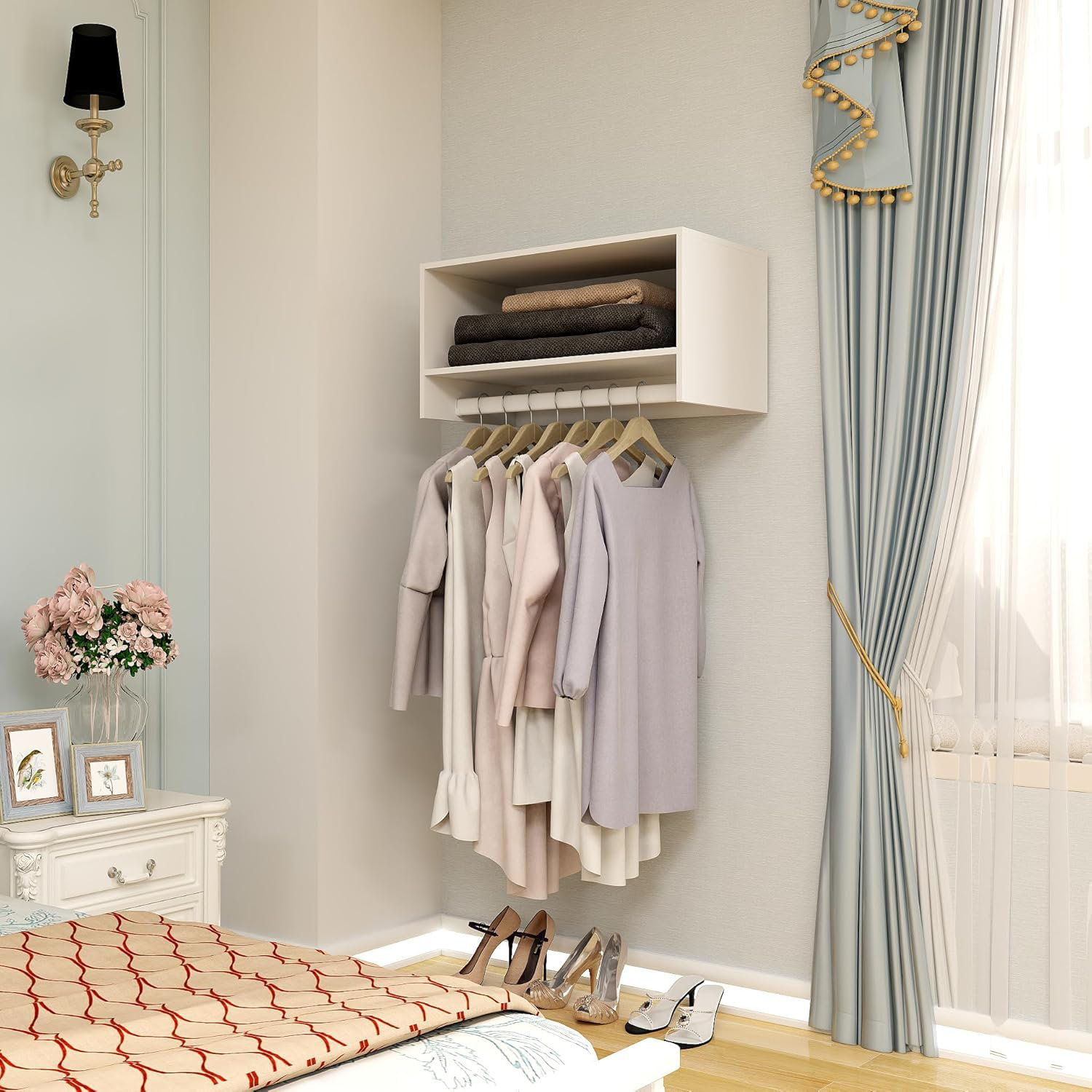 Ebern Designs Closet System with Drawers, Built in Closet Organizer ...