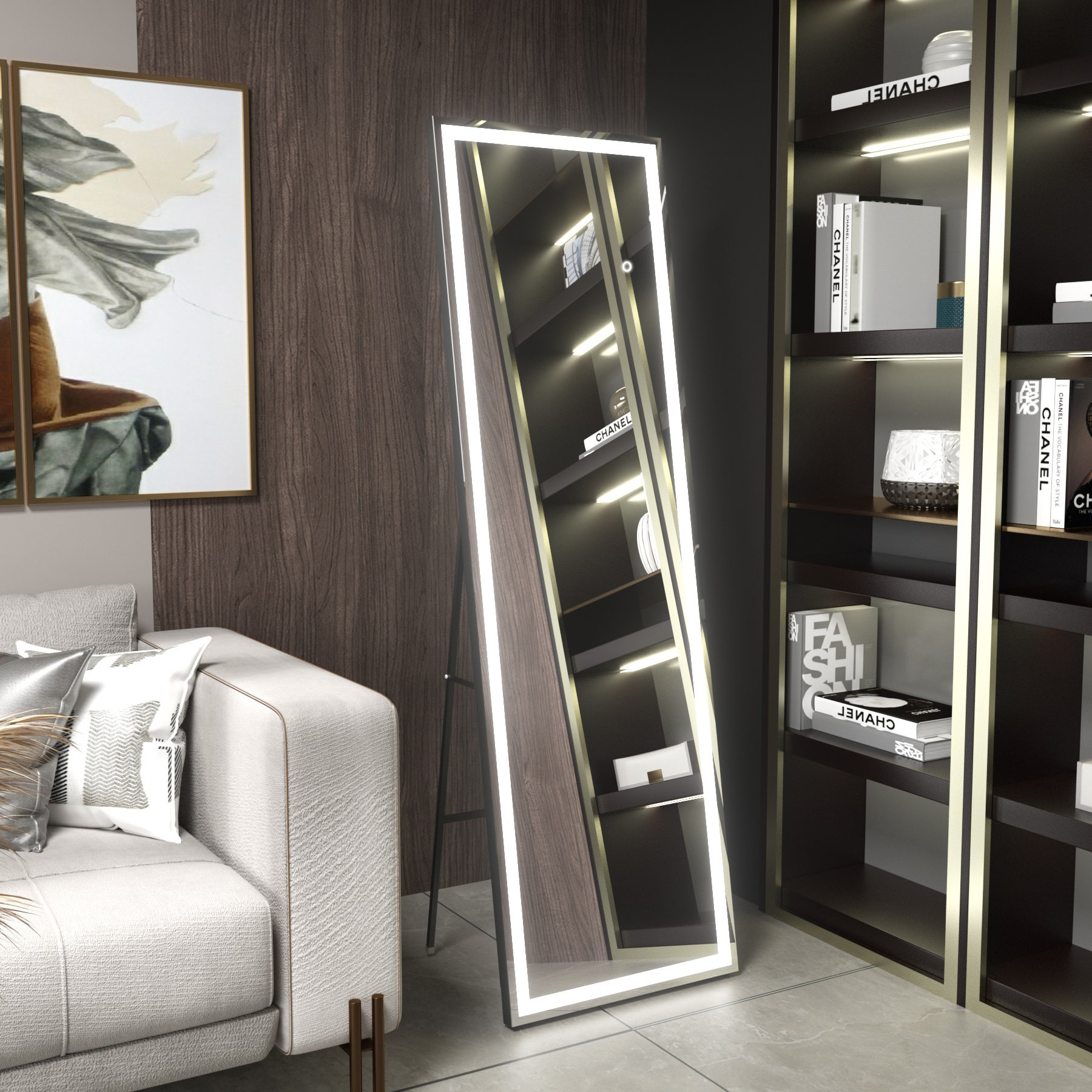 Wrought Studio™ Aluminum Alloy Frame tempered Glass Led Full Length ...