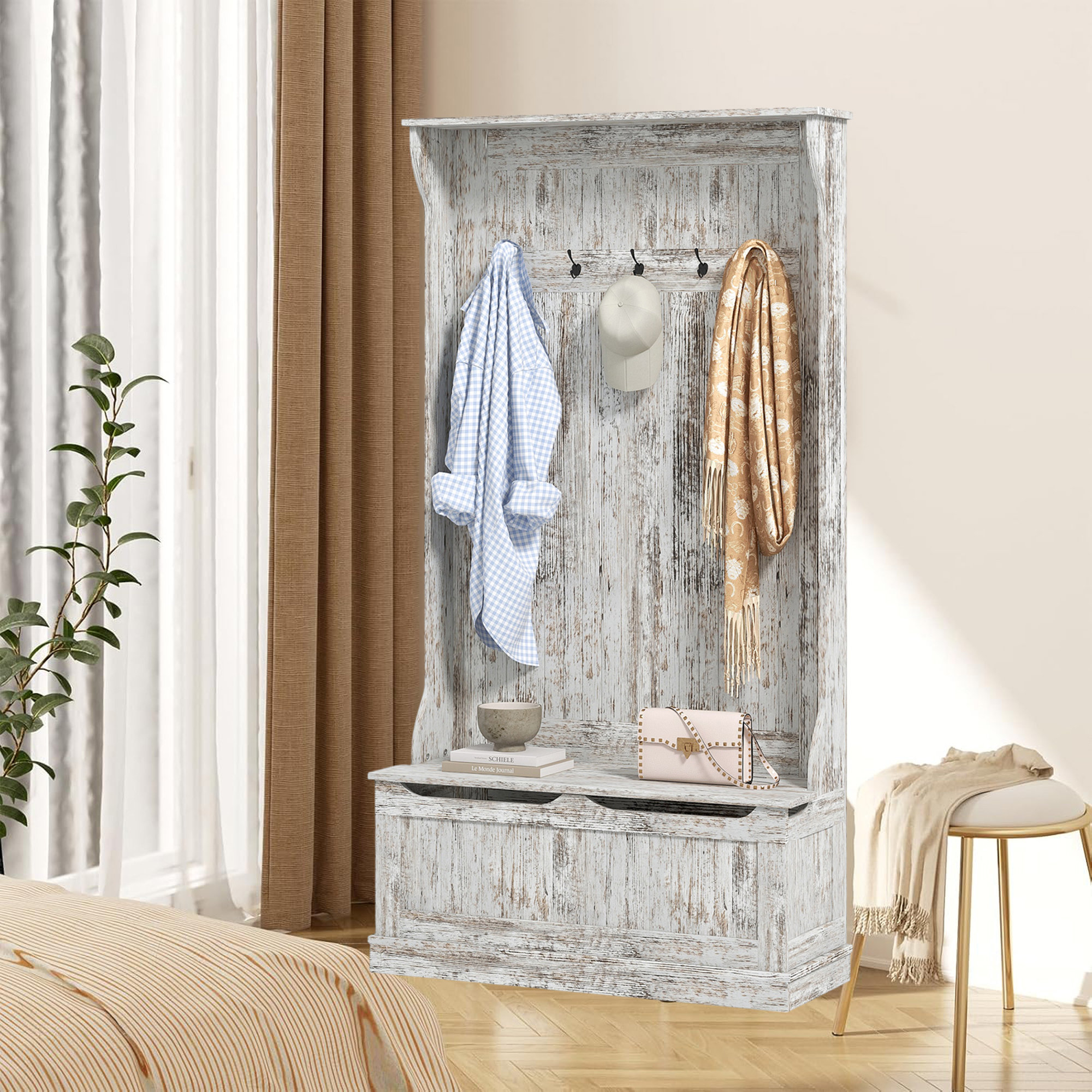 August Grove® 3-In-1 Entryway Hall Tree With Storage Bench, Coat Rack ...