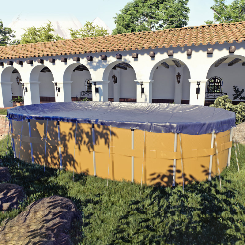 Royal Shade 100 GSM Premium Oval Blue Winter Swimming Pool Cover Tarp ...