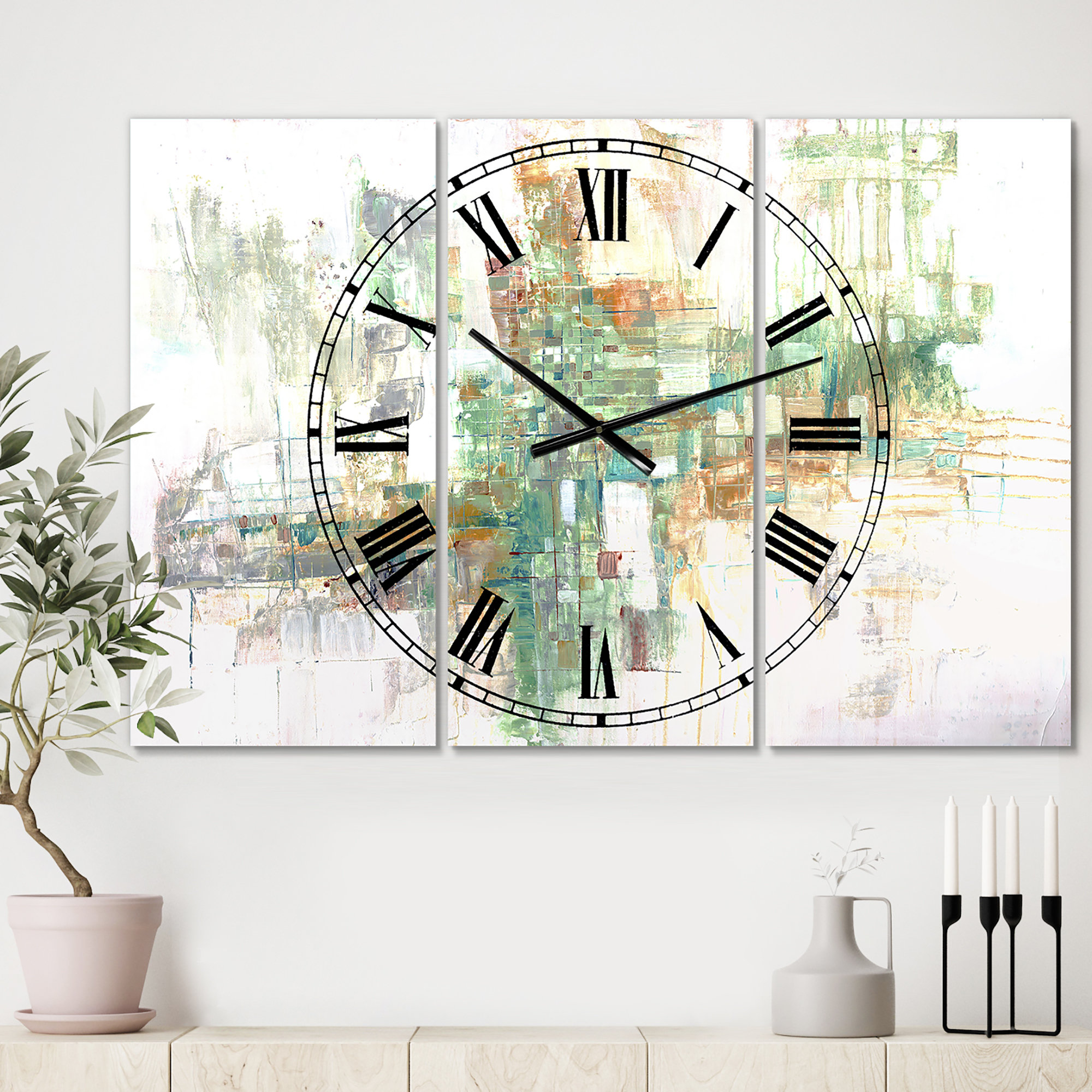 East Urban Home Personality - Large Modern 3 Panels Wall Clock ...