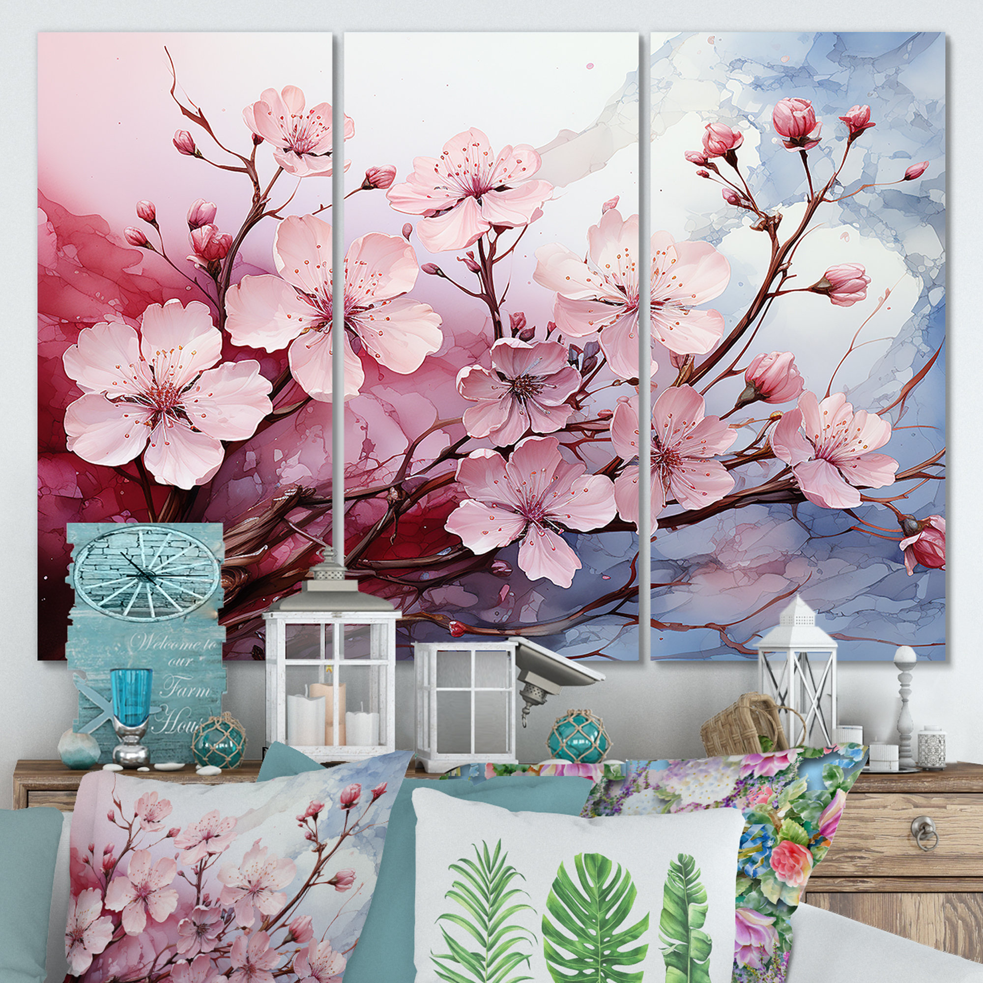 Lark Manor Pink Blossom Cheery Tree Wind I - Cherry Wall Art | Wayfair