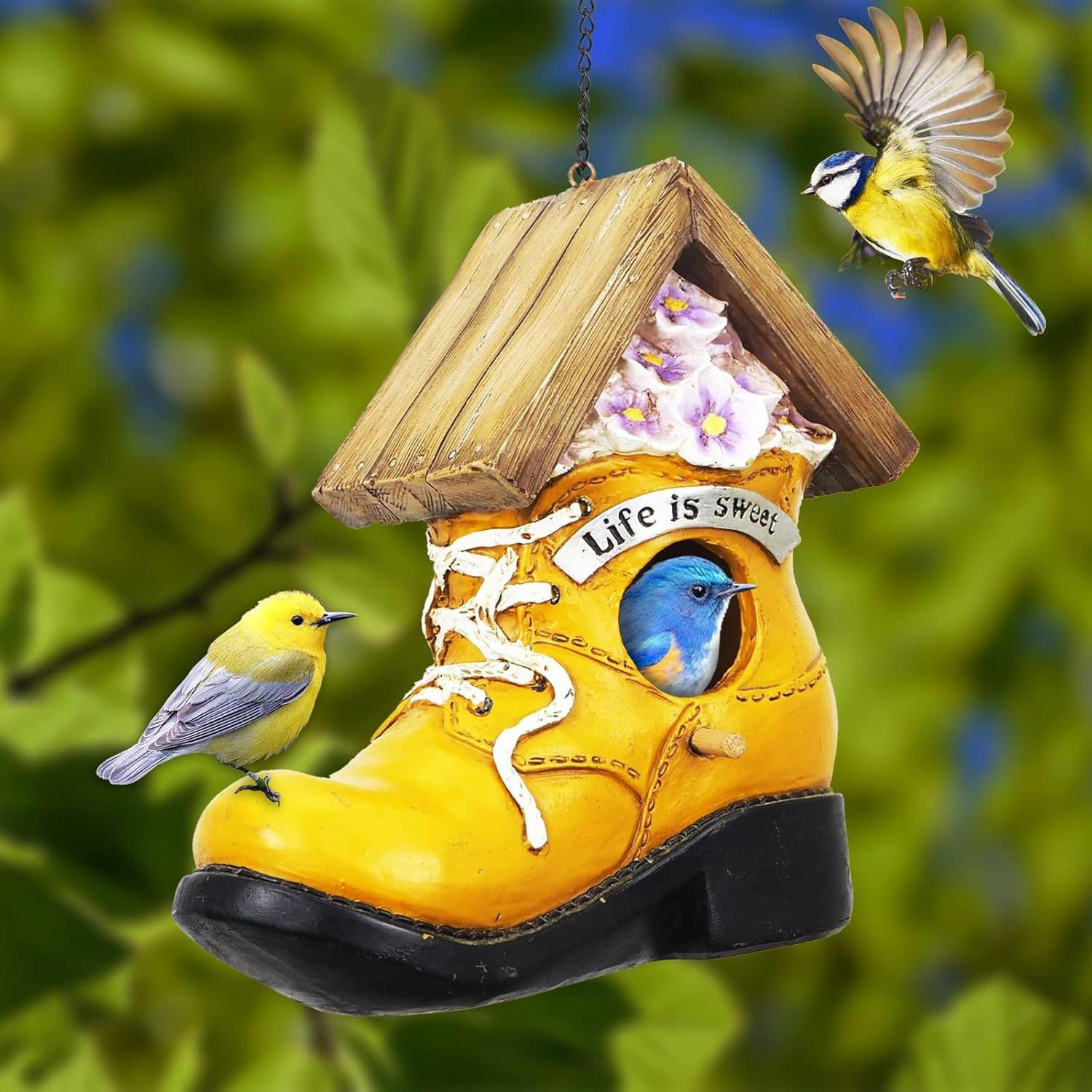 Ophelia & Co. Hanging Yellow Shoe Bird House for Outside - Wayfair Canada