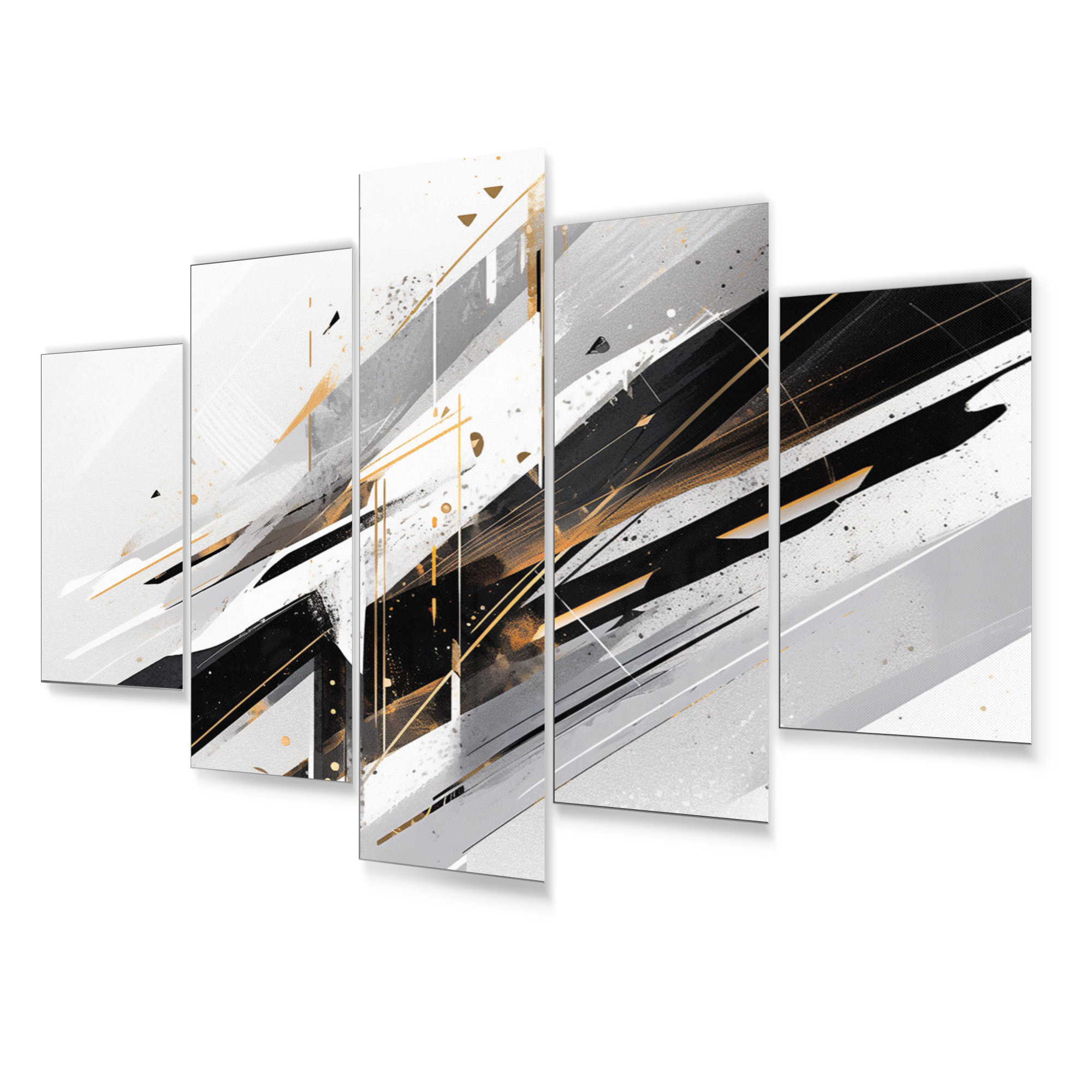 Willa Arlo™ Interiors Black Gold Multifaceted Whirls II - Cubism Metal ...