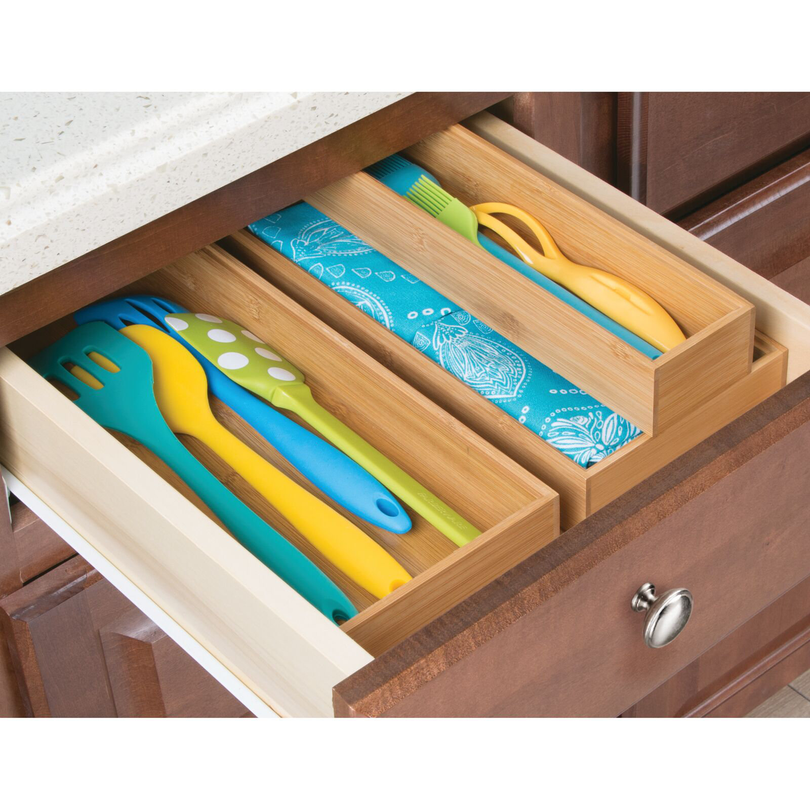 mDesign Stackable Wooden Bamboo Drawer Organizer Tray | Wayfair