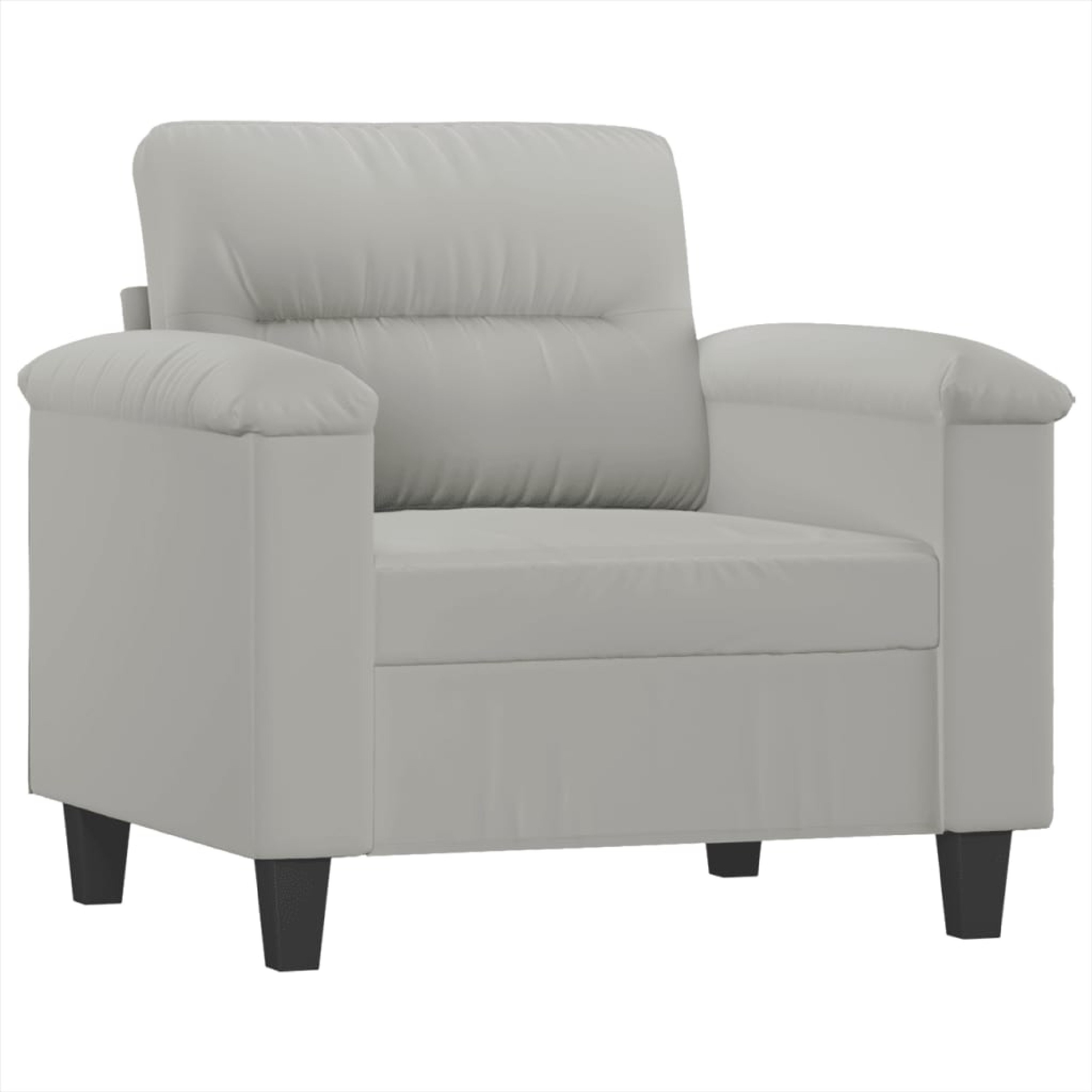 Benjara Sofa Chair, Gray Microfiber, Tapered Block Legs, 35 Inch | Wayfair