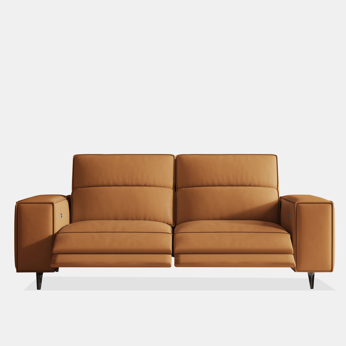 Hokku Designs Nolynn 76.77"W Breathable Top Grain Leather Dual Power ...