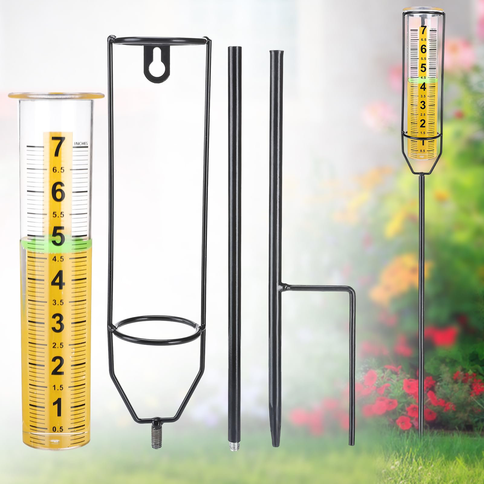 Arlmont & Co. Decorative Rain Measure Gauge with Metal Stake for Garden ...