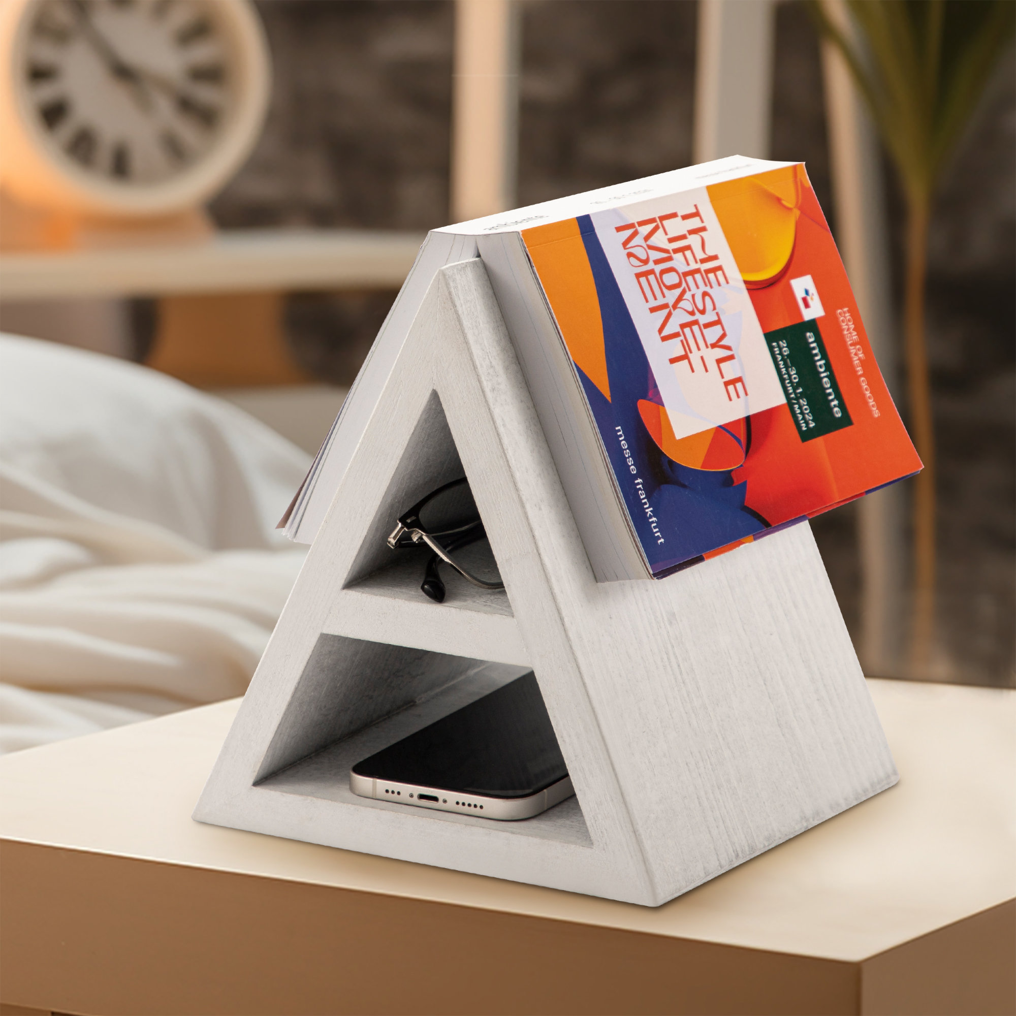 Ebern Designs Wooden Triangle Book Holder,Book Rest For Reading In Bed ...
