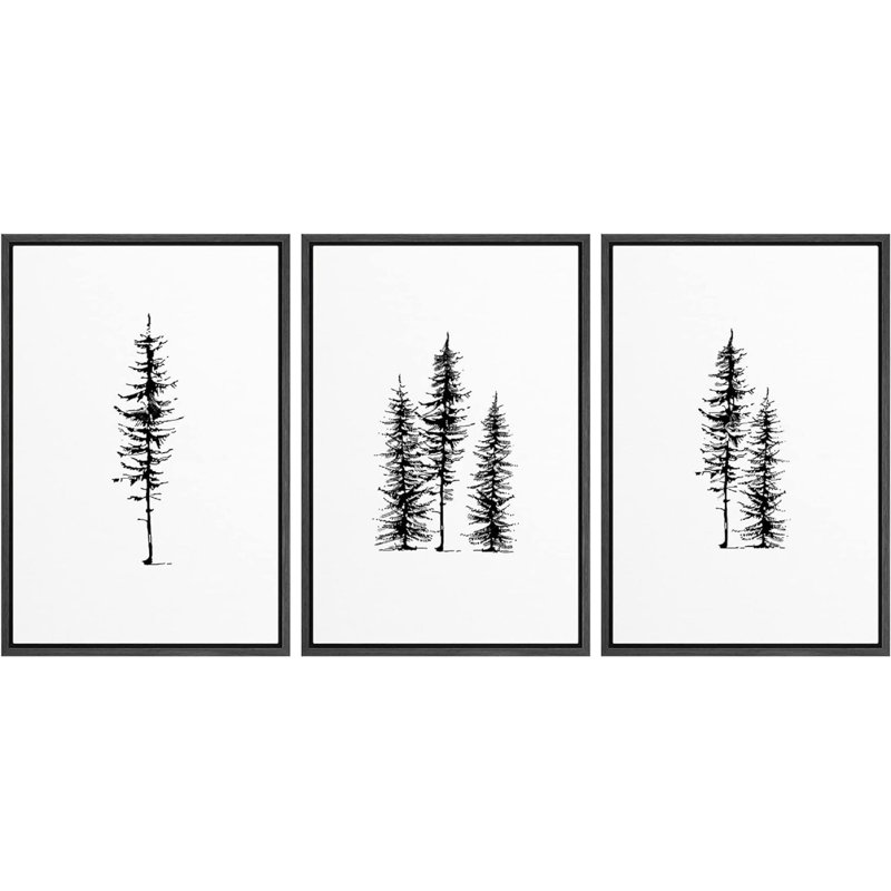 pine trees drawing black