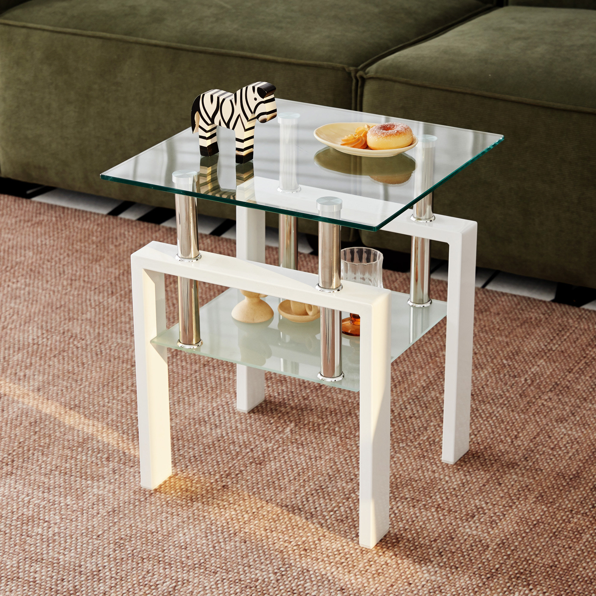 Ivy Bronx End Table, 2-Layers Small Table With Storage, Living Room ...