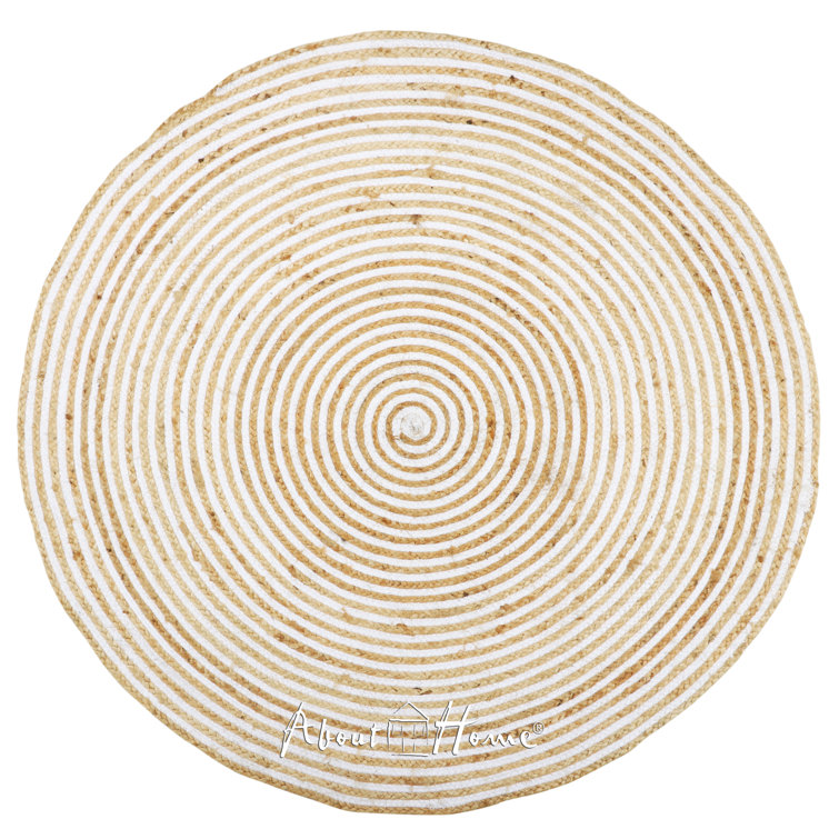ABOUT HOME Round Striped Hand Woven Beige Area Rug & Reviews | Wayfair ...