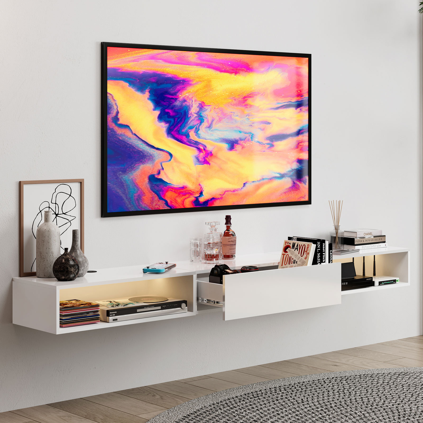 Wrought Studio™ Modern TV Stand with Storage – Smooth Slide Rail and ...