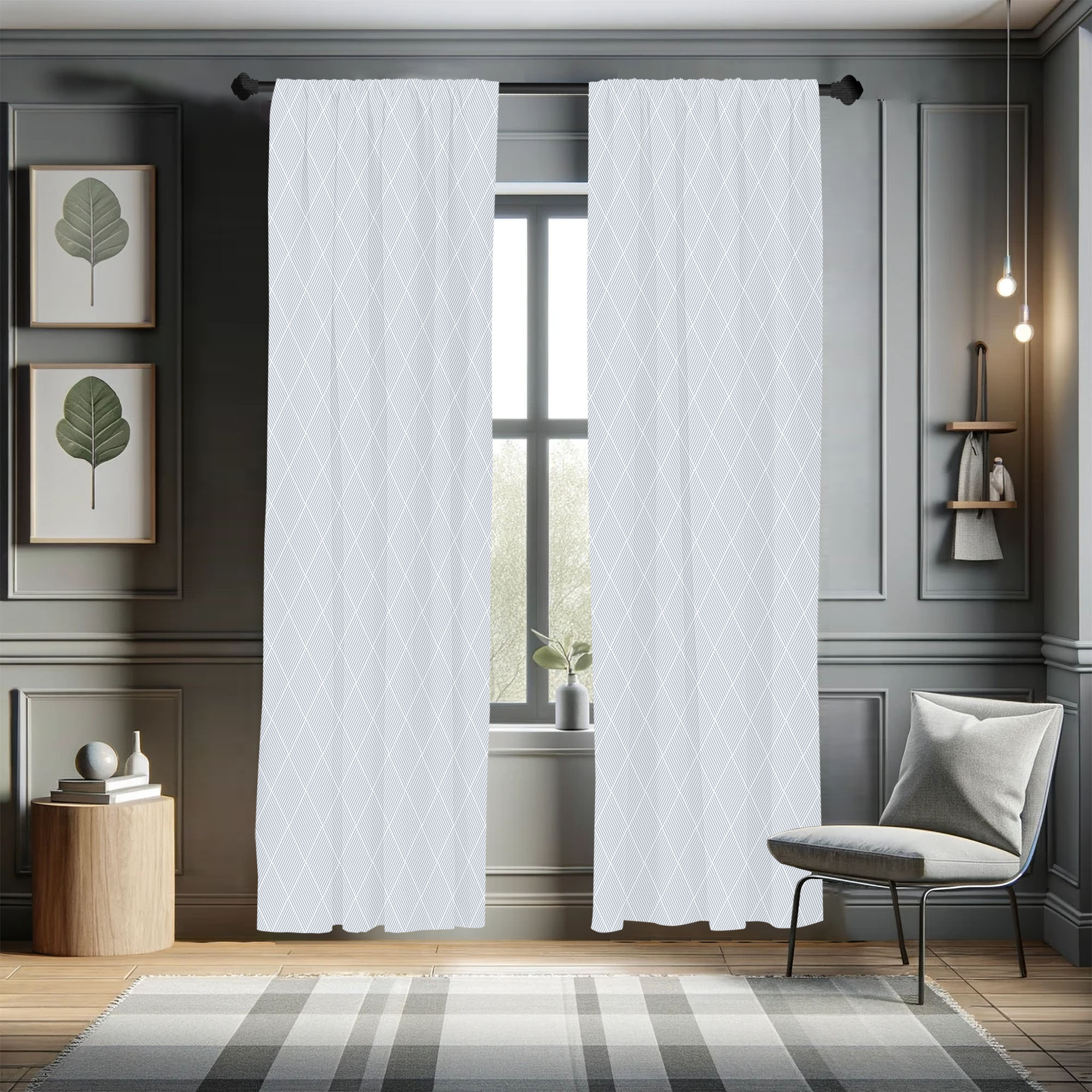 Wrought Studio™ Geometric Curtains, Diagonal Striped Rhombs, Pair of 28 ...