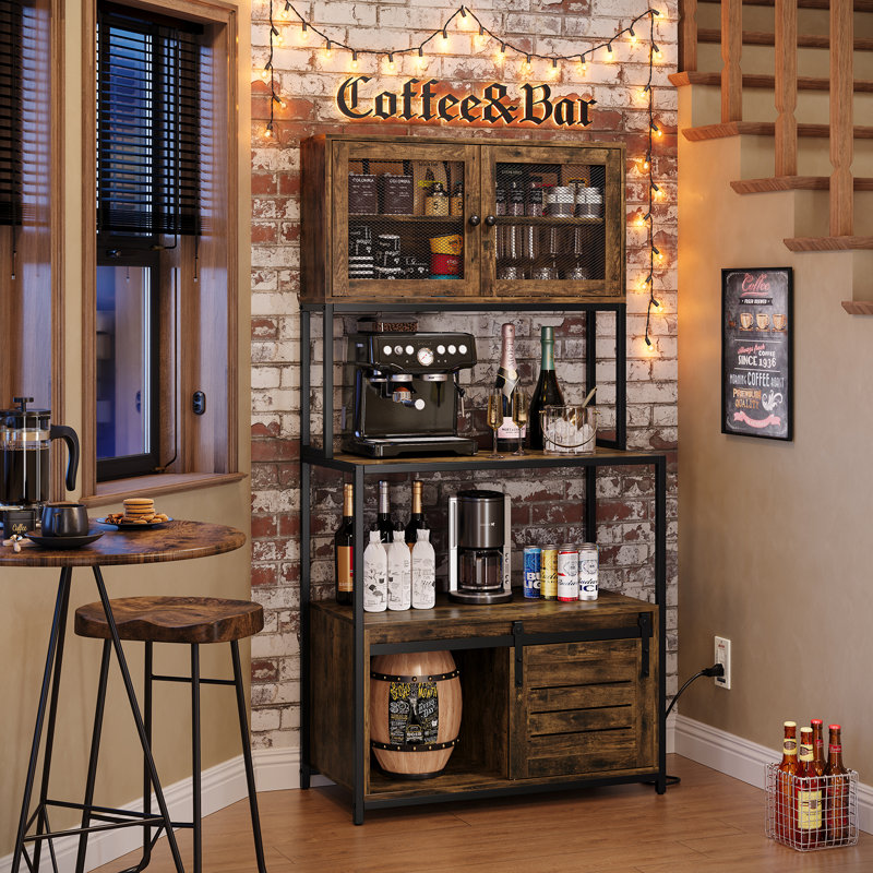 Ebern Designs Nyyear 63'' Tall Kitchen Pantry with Outlet,Kitchen Hutch ...