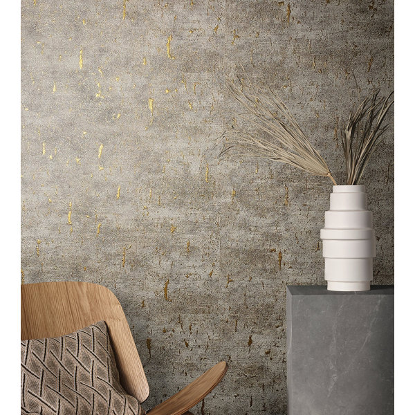 Brayden Studio Minoris Textured Cork Effect Metallic Wallpaper Roll 10 ...
