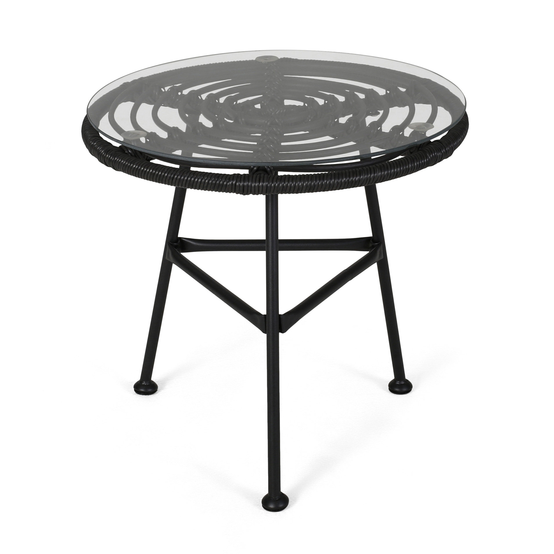 Latitude Run® Grey And Tempered Glass Side Table For Outdoor Use Chic ...