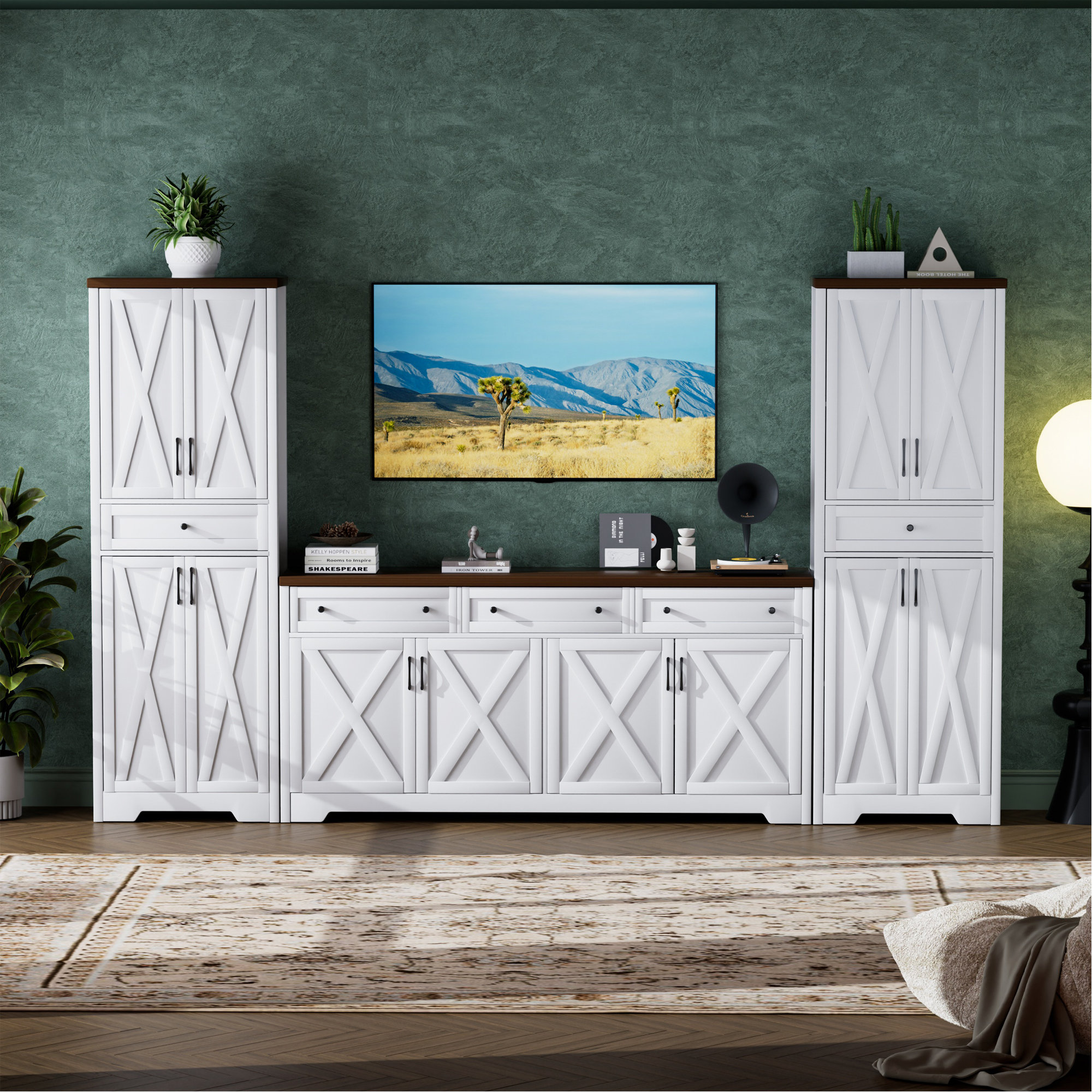 Corrigan Studio TV Cabinet Set Multifunctional TV Wall, One TV Cabinet ...