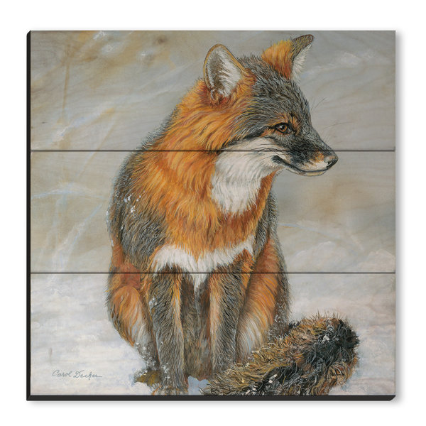 House & Homebody Co. Grey Fox On Wood by Carol Decker Print - Wayfair ...