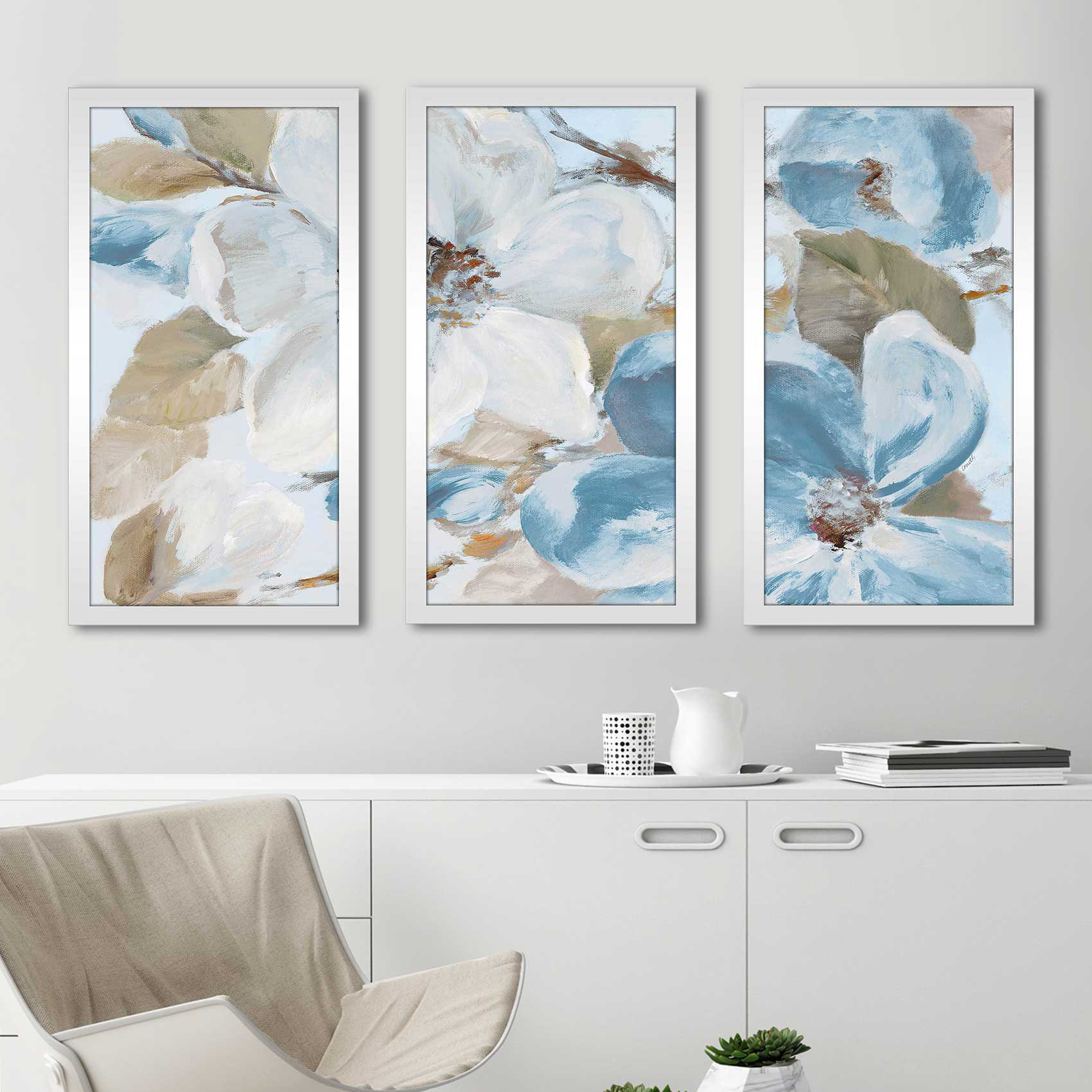 World Menagerie 'Neutral Silently Bloom I' Oil Painting Print Multi ...