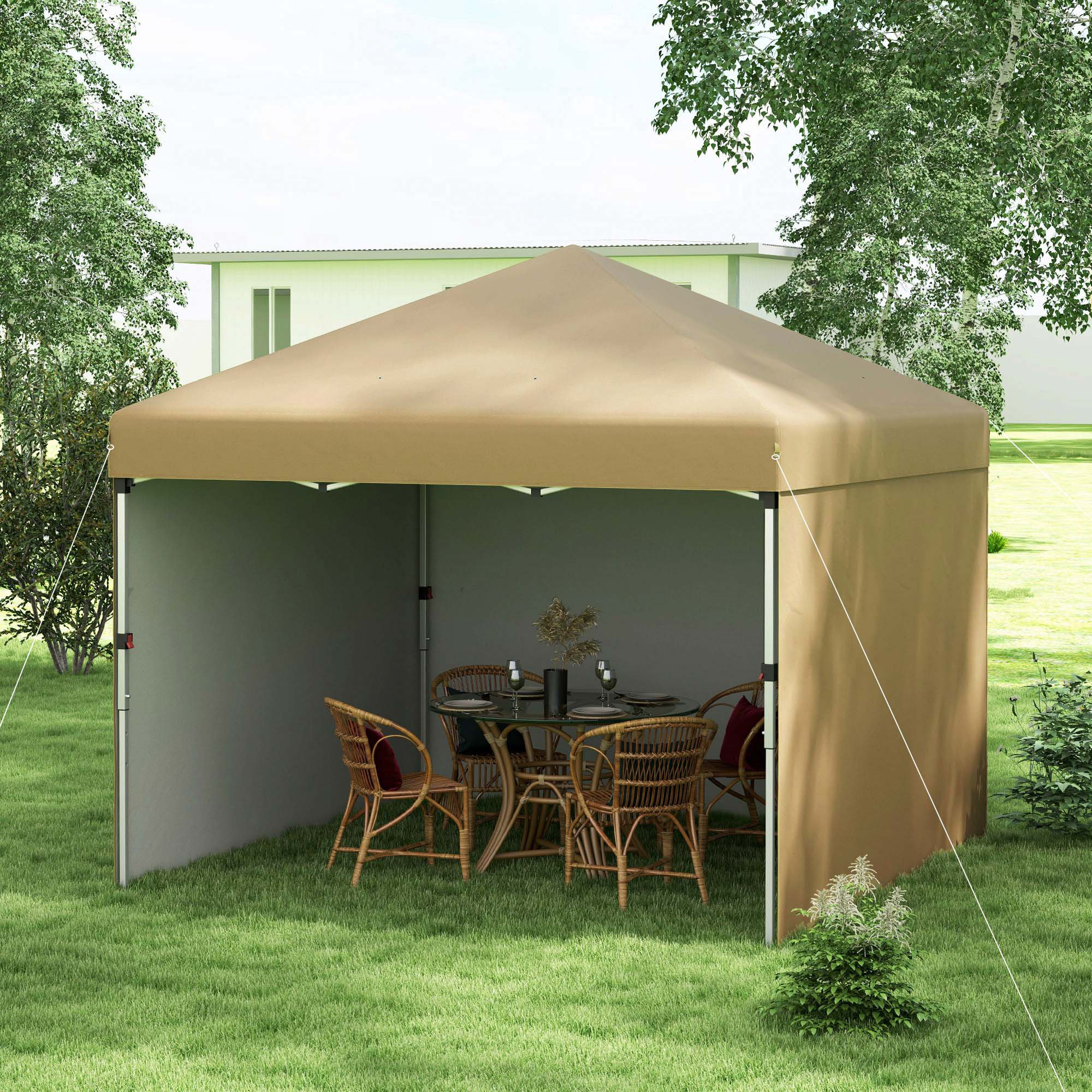 Galibens Outsunny 10' X 10' Pop Up Canopy Tent With 3 Sidewalls, Leg ...