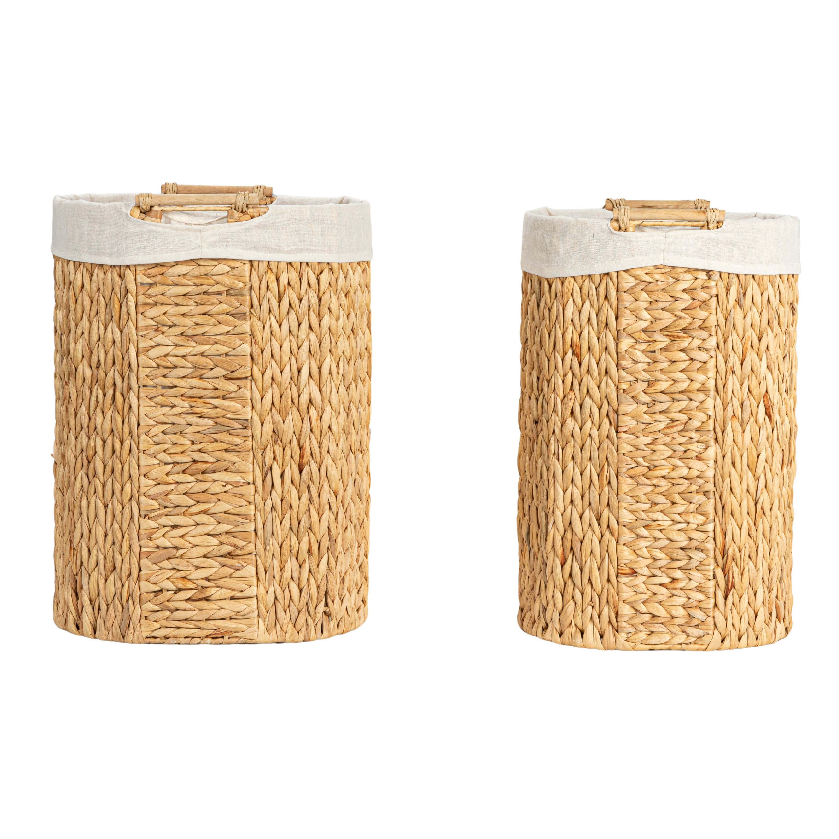 Household Essentials Handwoven Water Hyacinth Oval Hamper Set With ...