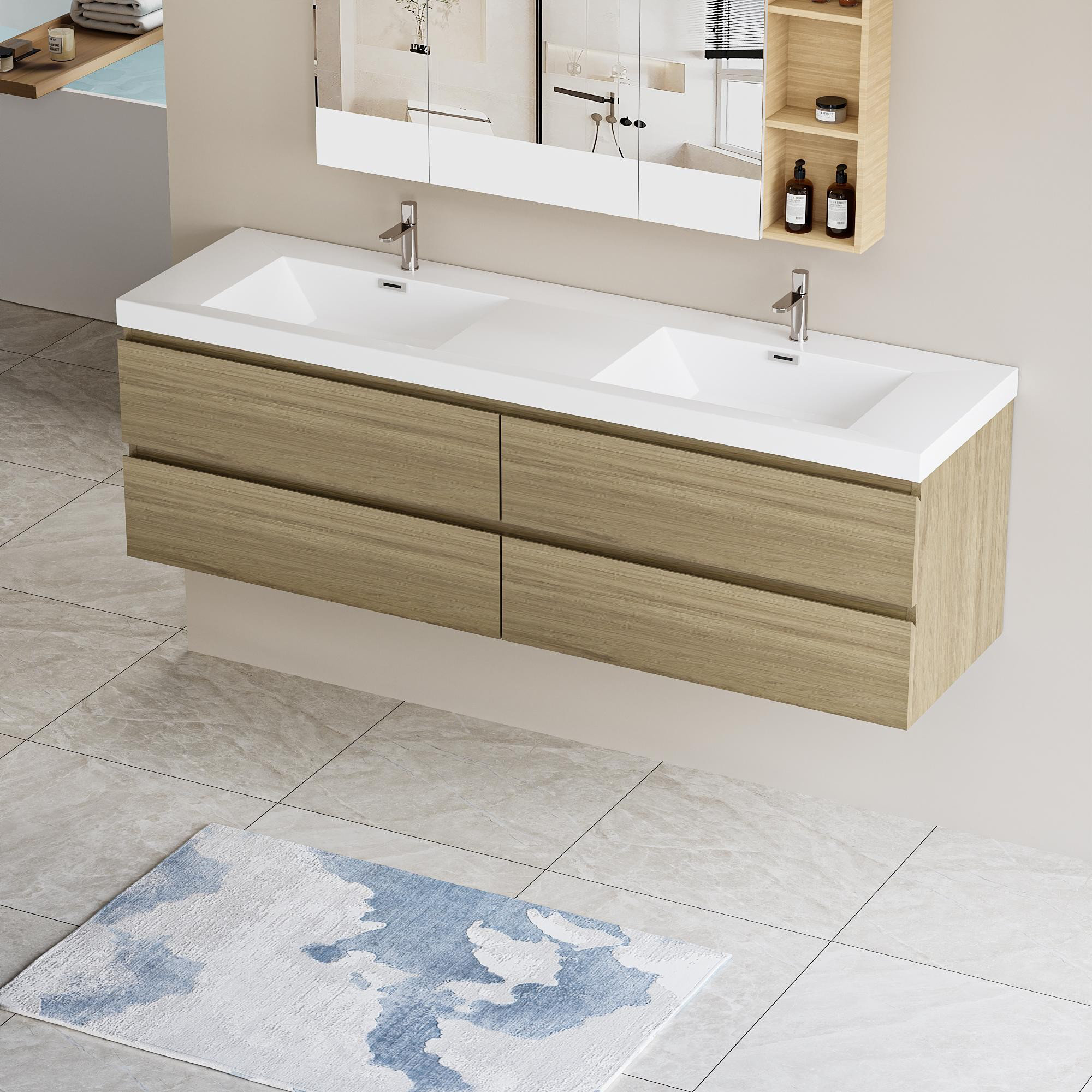 Corrigan Studio® Modern Design 72-Inch Floating Bathroom Vanity | Wayfair