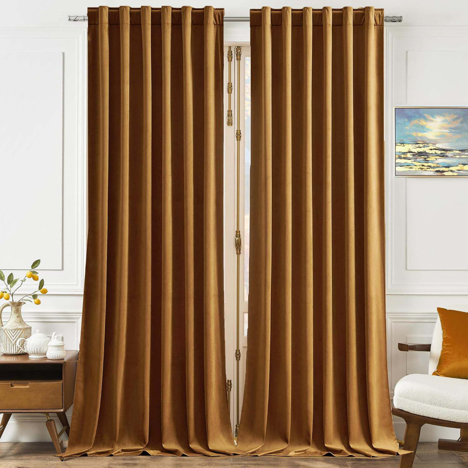 Mercer41 Halloween Blackout Velvet Curtains Rust Red Fall Decor Thermal ...