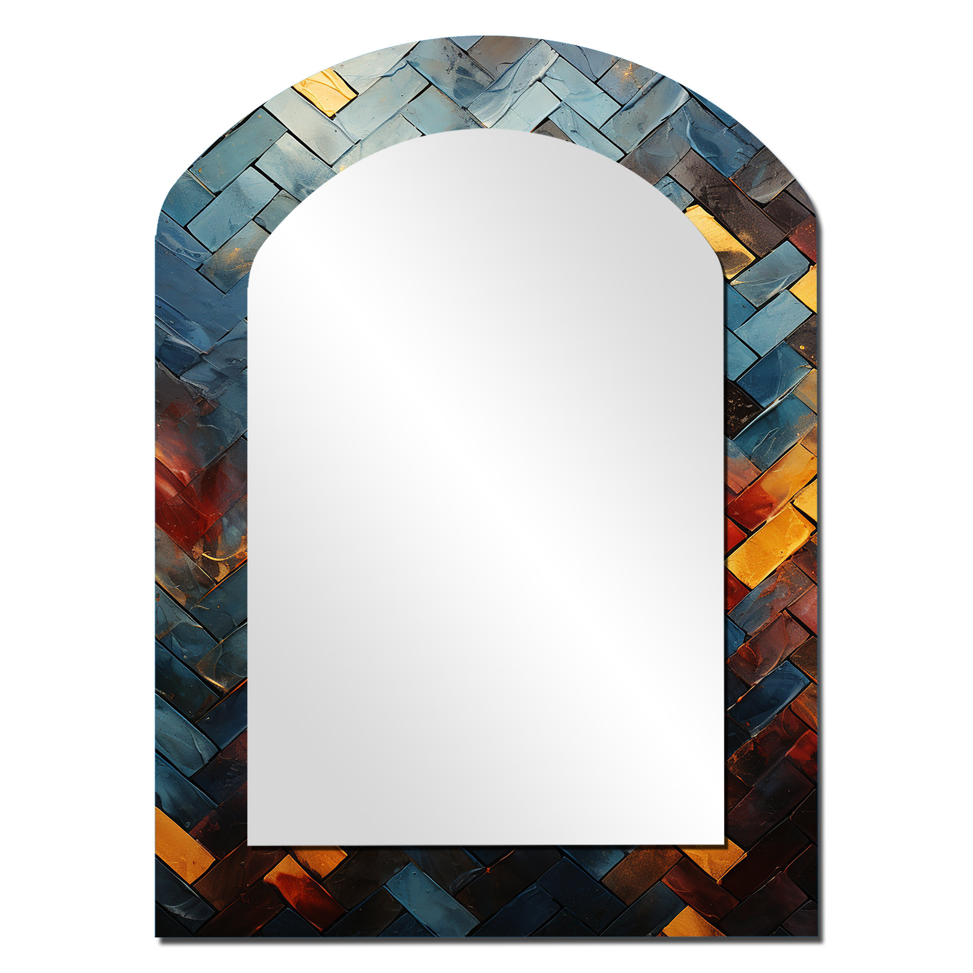 Mercer41 Yellow and blue abstract cubist tiles - Tile Asymmetrical ...