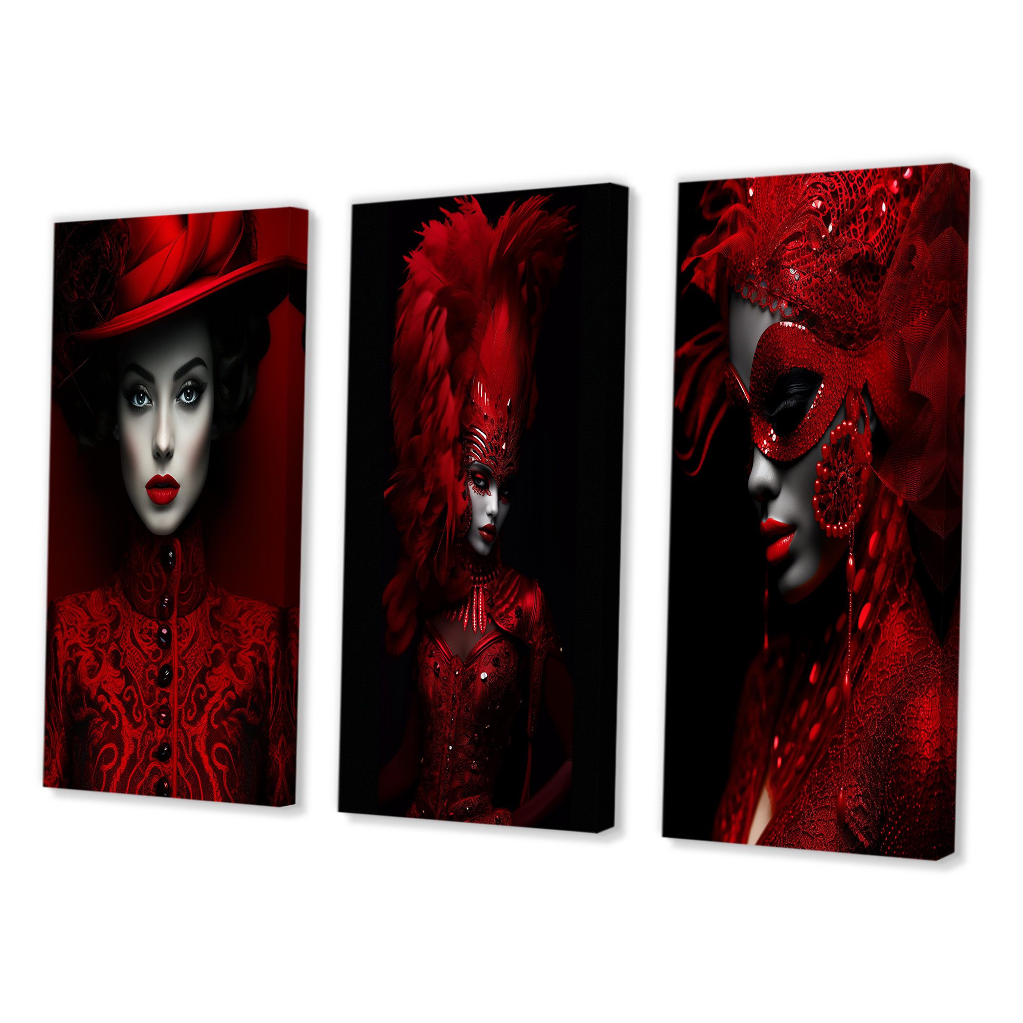 Latitude Run® " Vintage Glam Stylish Scarlet Fashion " 3 - Pieces on ...