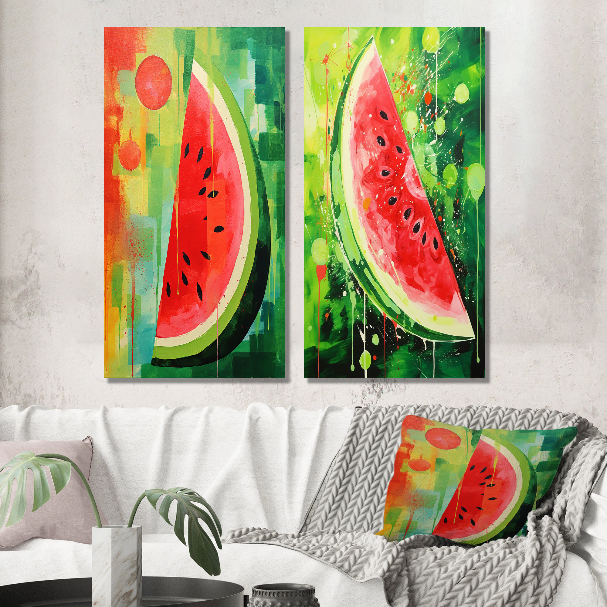 Lark Manor™ Green Gradient Watermelon Fruit - Fruits Wall Art Living ...