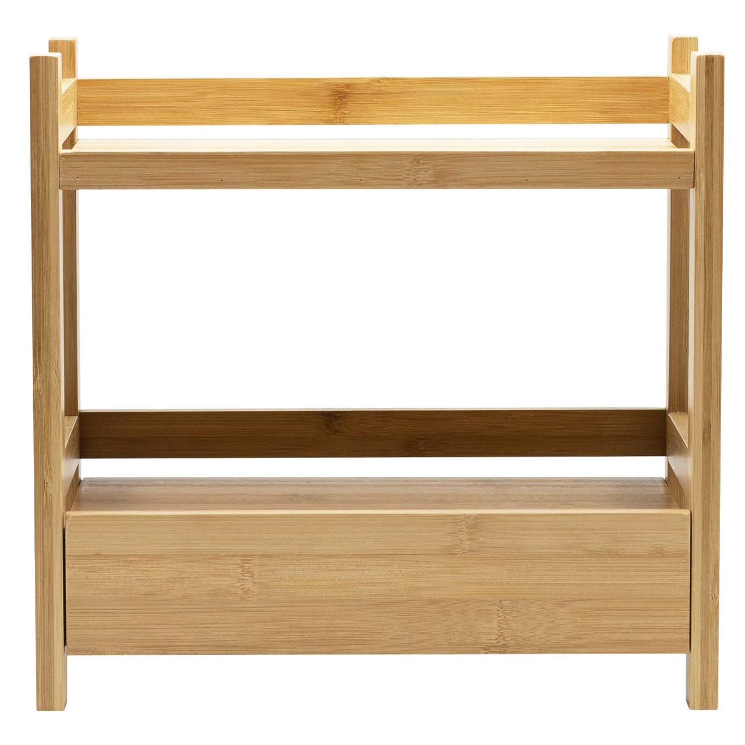 Latitude Run® 2-Tier Bamboo Countertop Shelf with Hidden Drawer | Wayfair