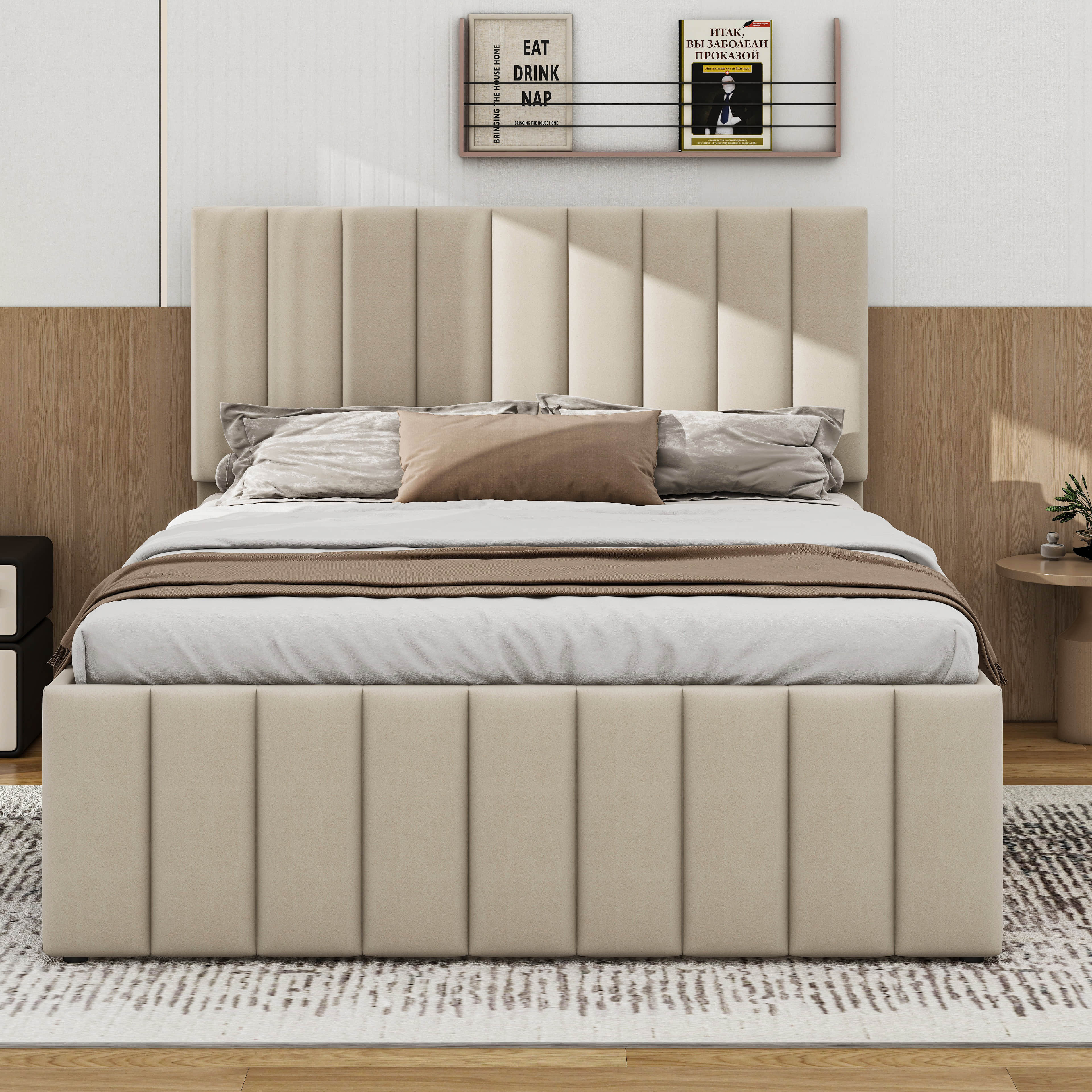 Latitude Run® Edie Full Size Upholstered Platform Bed With Twin Size ...