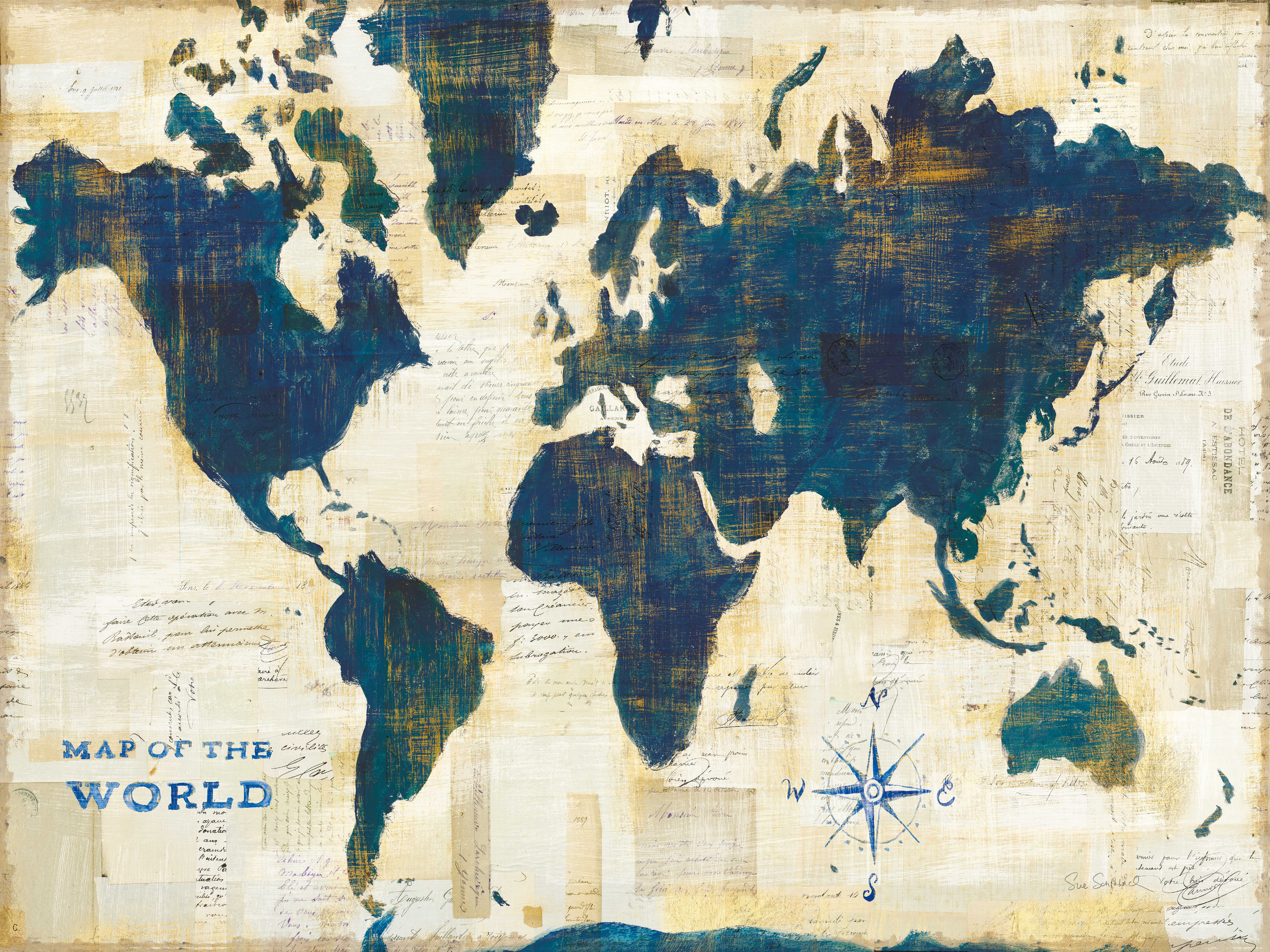 Williston Forge World Map Collage - Print on Canvas | Wayfair