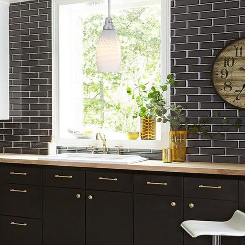 Wrought Studio™ 7.64 in. Milk Shiny Fish Scale Pattern Pendant Light ...