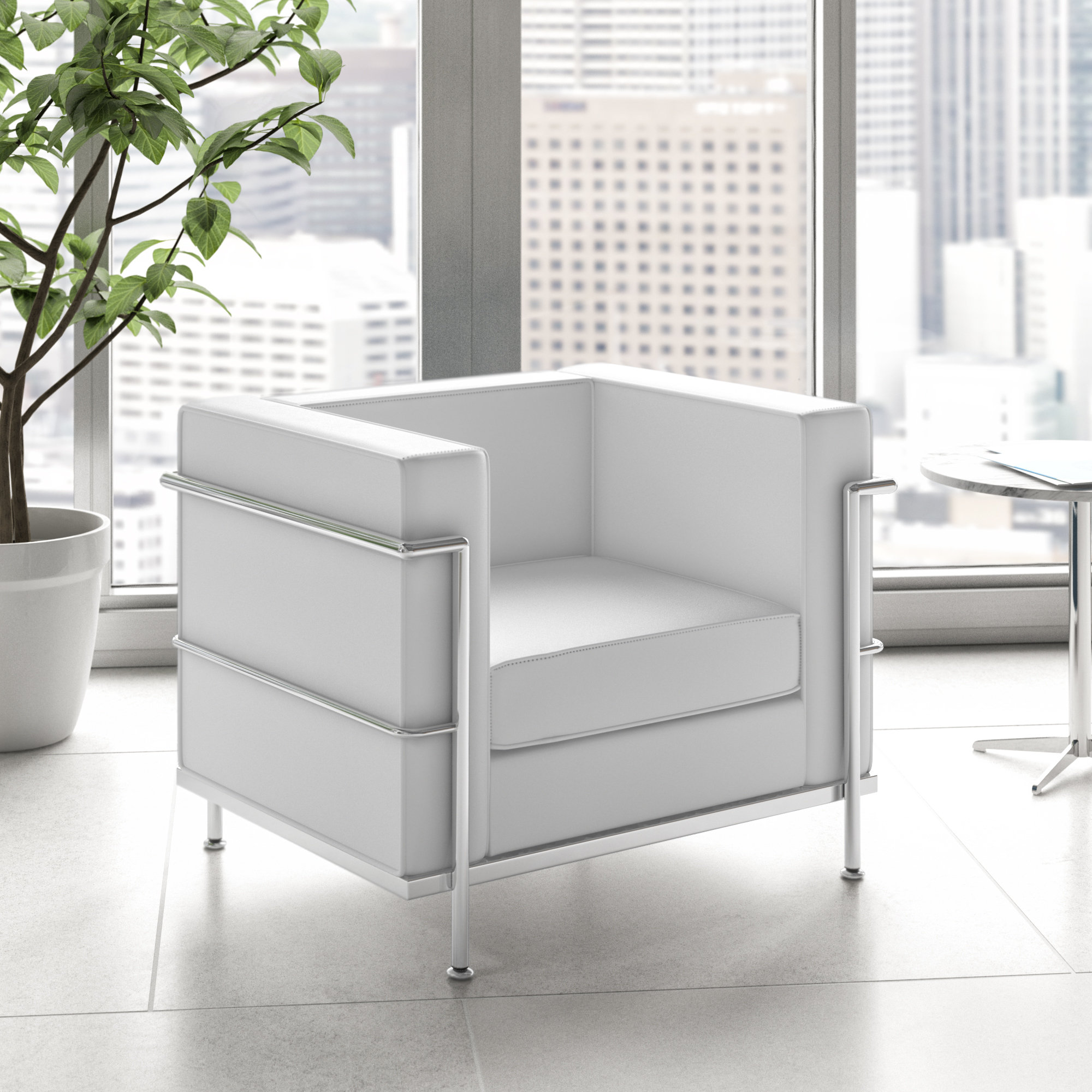 Ivy Bronx Igballe Contemporary LeatherSoft Chair with Double Bar ...