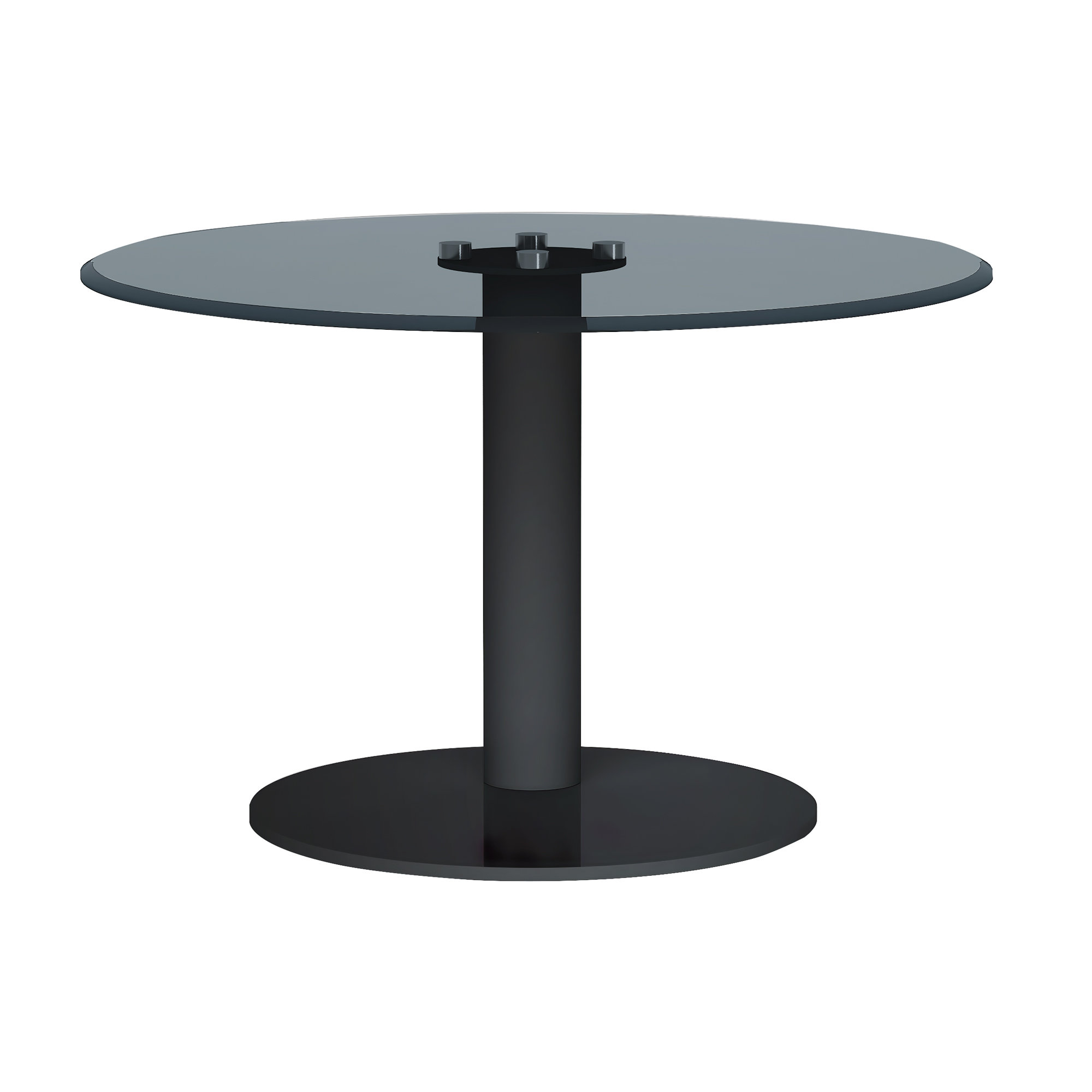 Chintaly Imports Round Round Black Tinted Glass Top Lamp Table w/ Steel ...