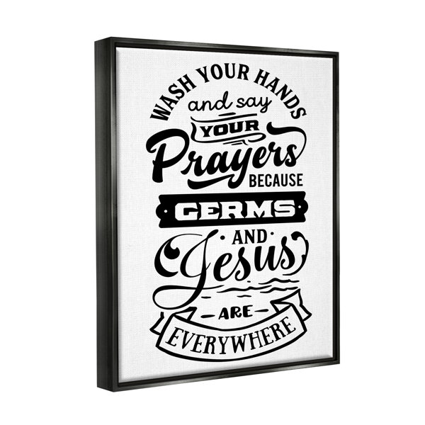 Stupell Industries Wash Hands & Prayers Witty Religious Bathroom Sign ...