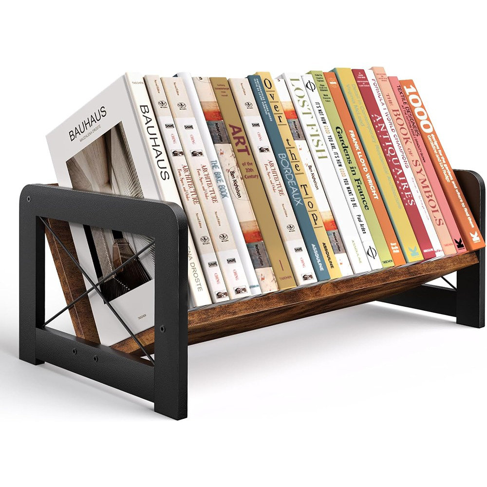 George Oliver Desktop Bookshelf Organizer, Wood Slanted Desk Bookshel ...