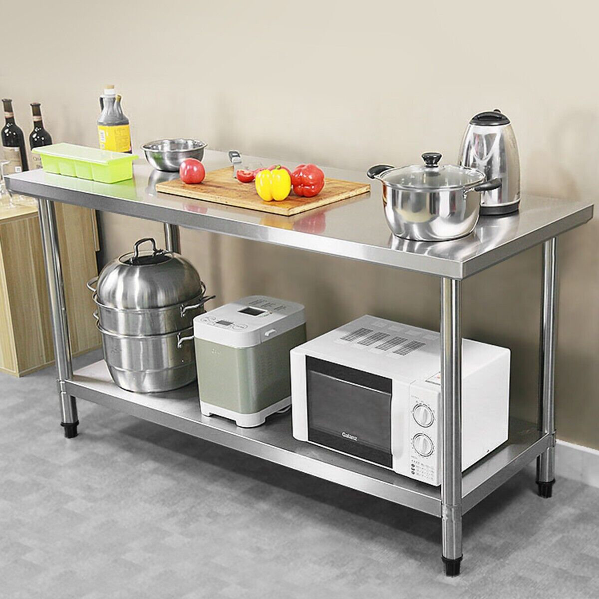 Williston Forge Stainless Steel Rolling Work Table Commercial Catering ...