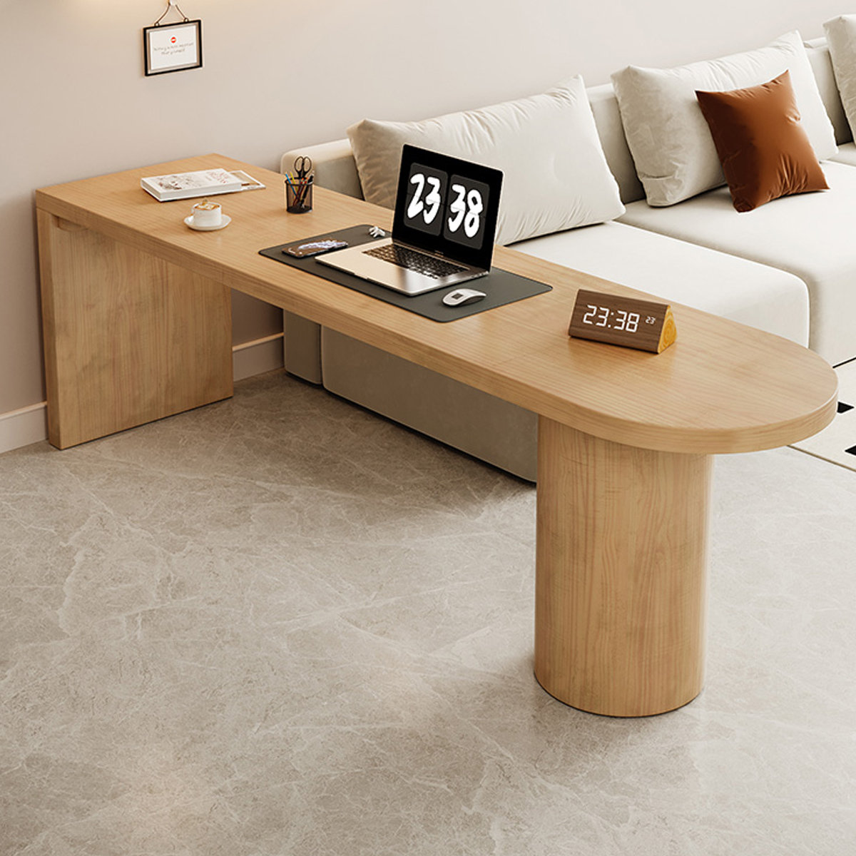 Hokku Designs Living Room Long Table All Solid Wood Home Office Double ...