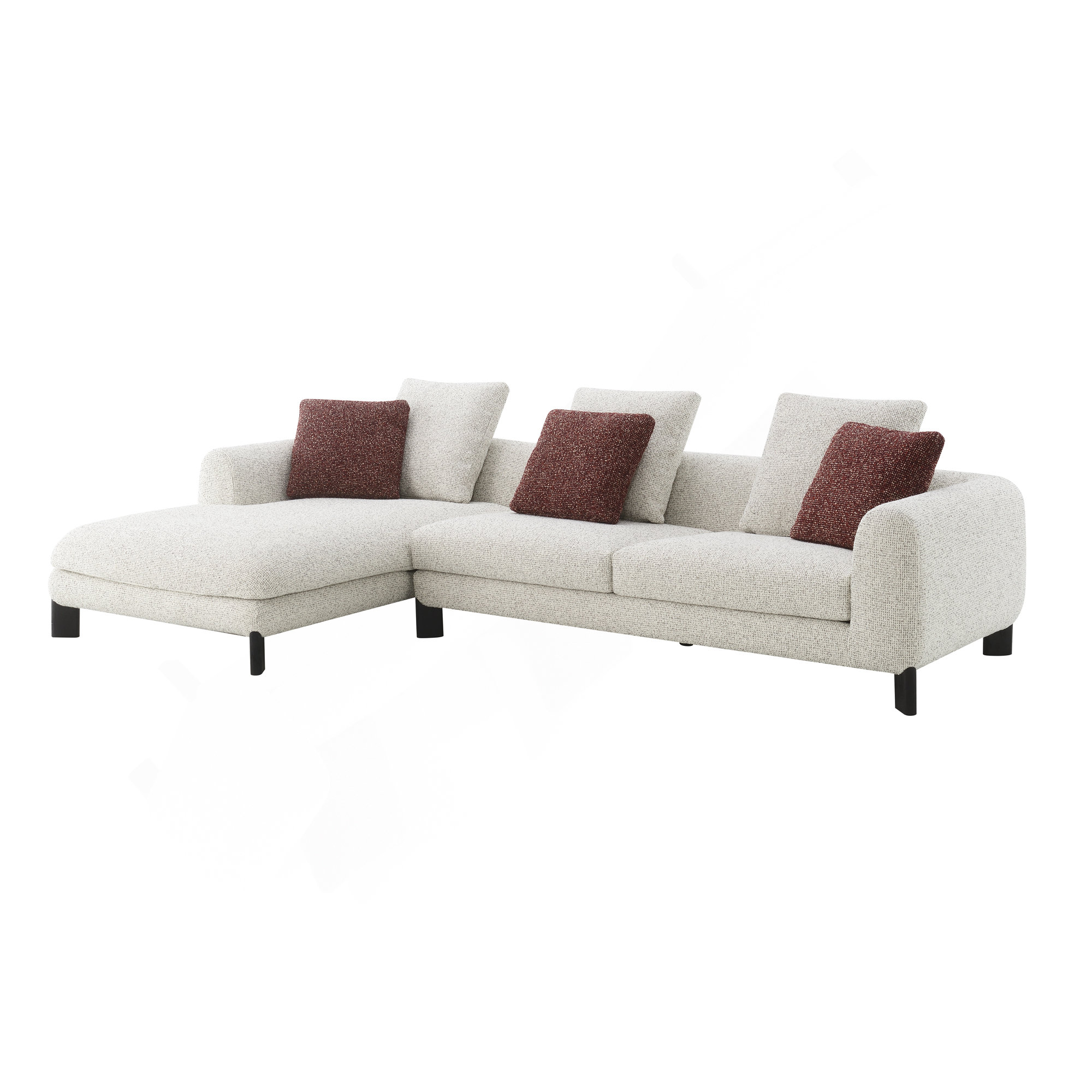 Hokku Designs Mardi BeigeSectional Sofa W/3 Pillows | Wayfair
