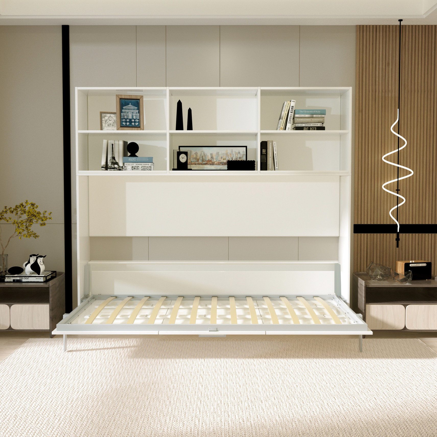 Hokku Designs Modern Bed With Shelf - Twin For Functional Bedroom Space ...