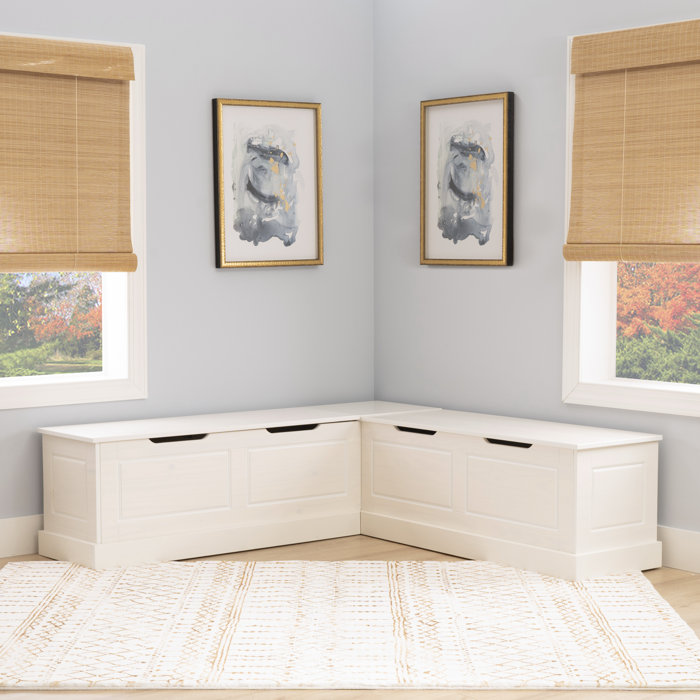 Lark Manor Tobin Solid Wood Corner Breakfast Nook Bench with Storage ...
