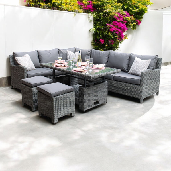 Royalcraft PARIS 7pc Deluxe Modular Grey Corner Dining Set & Reviews ...