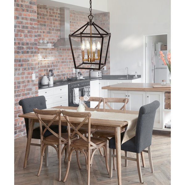 Gracie Oaks Henjes 4 - Light Oil Rubbed Bronze/Brass Gold Lantern ...