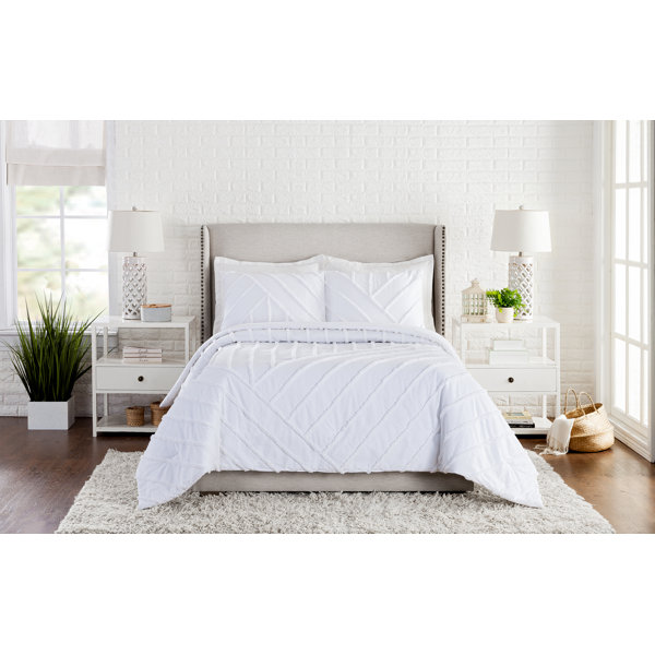 Laurel and Mayfair White 100% Cotton 3 Piece Comforter Set & Reviews ...