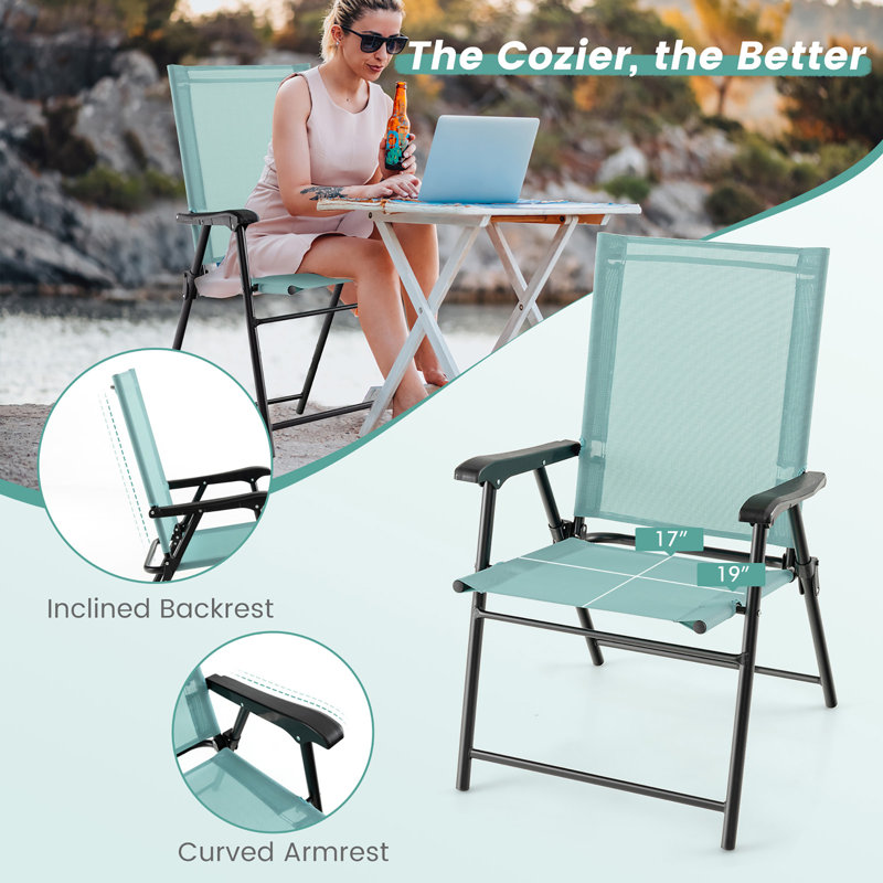 Lark Manor™ Antiwan Fabric Patio Folding Chair Set of 4 & Reviews | Wayfair